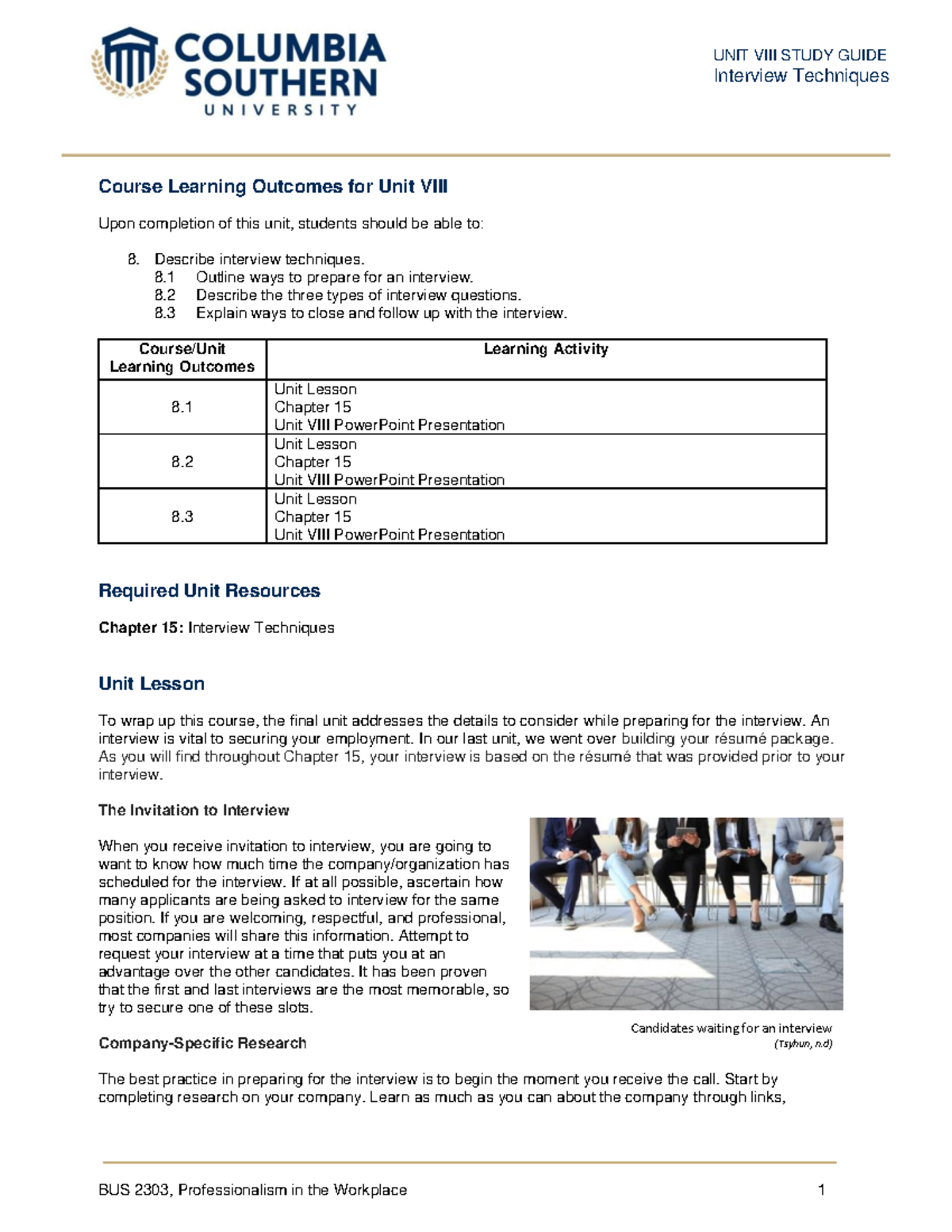 BUS 2303 UNIT 8 STUDY GUIDE - Course Learning Outcomes for Unit VIII ...