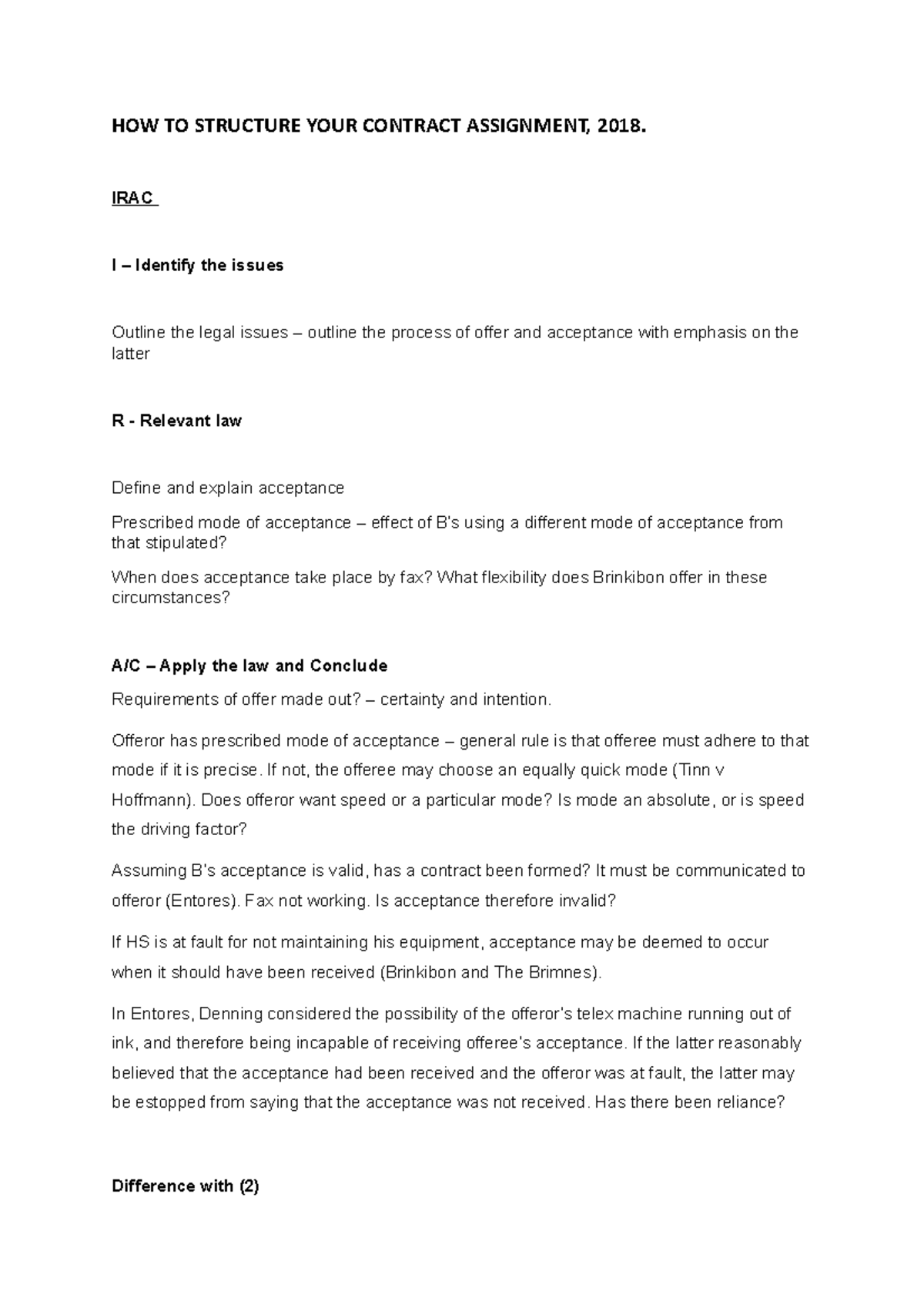 Assignment Structure 2018 - HOW TO STRUCTURE YOUR CONTRACT ASSIGNMENT ...