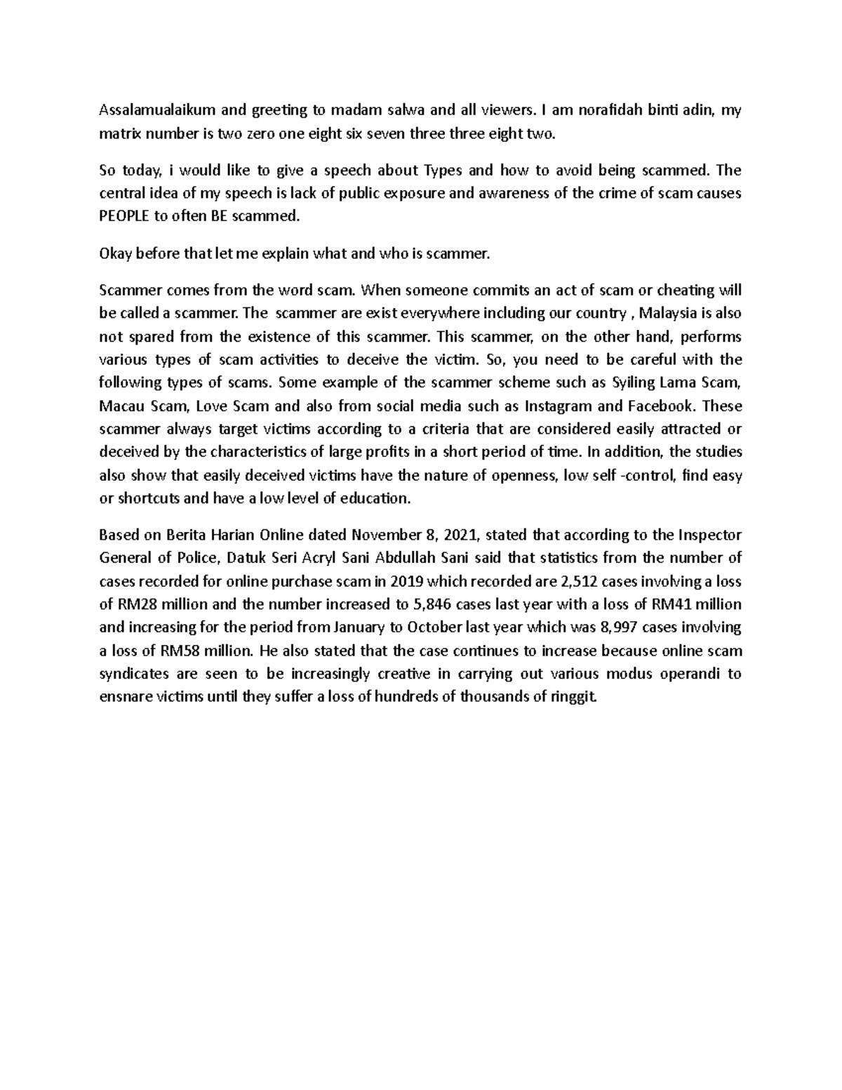 Intro ELC Asigmnt 1 - skrip for essay - Assalamualaikum and greeting to ...