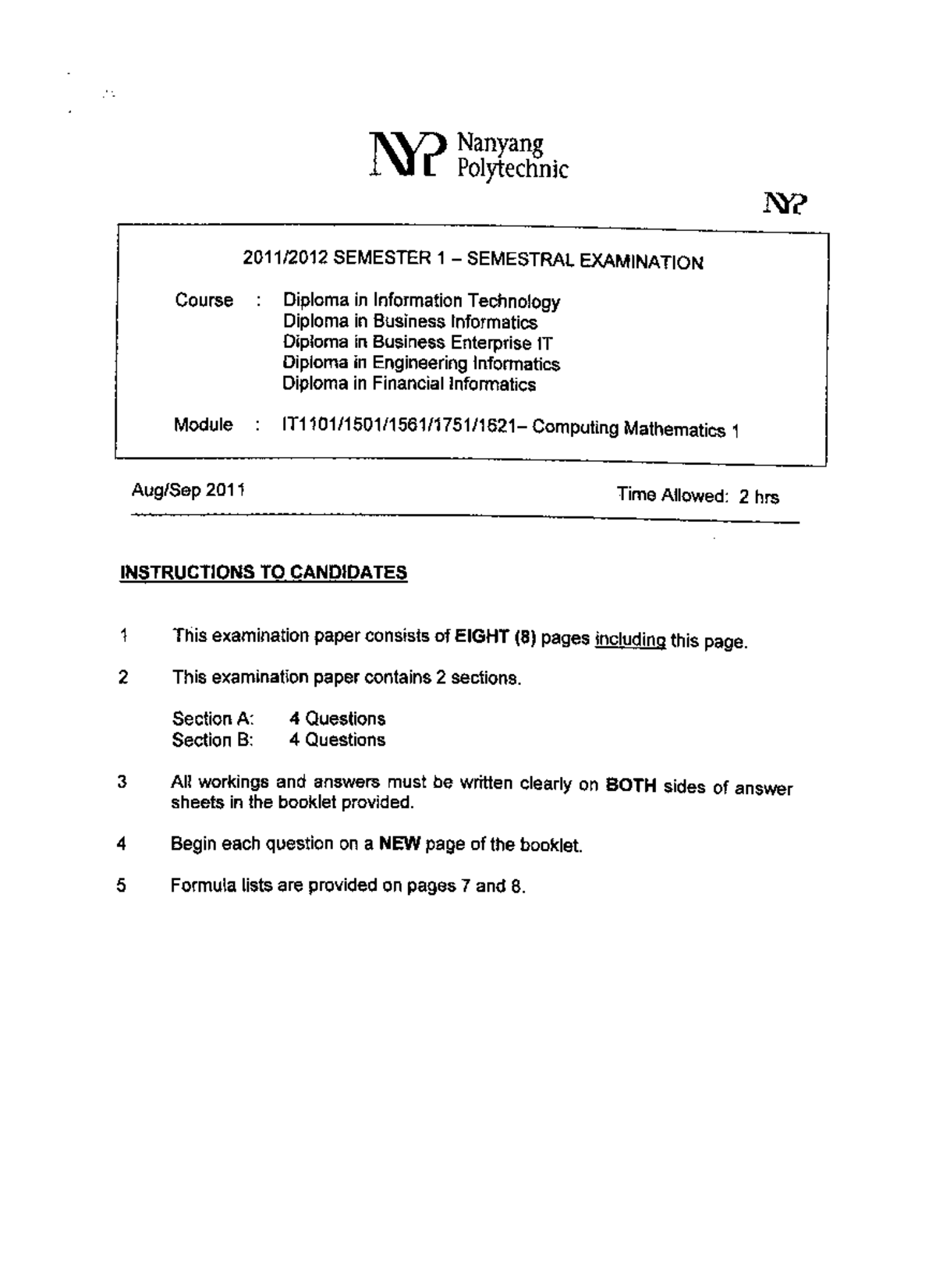 IT1101 11S1 - Com math1 - Studocu