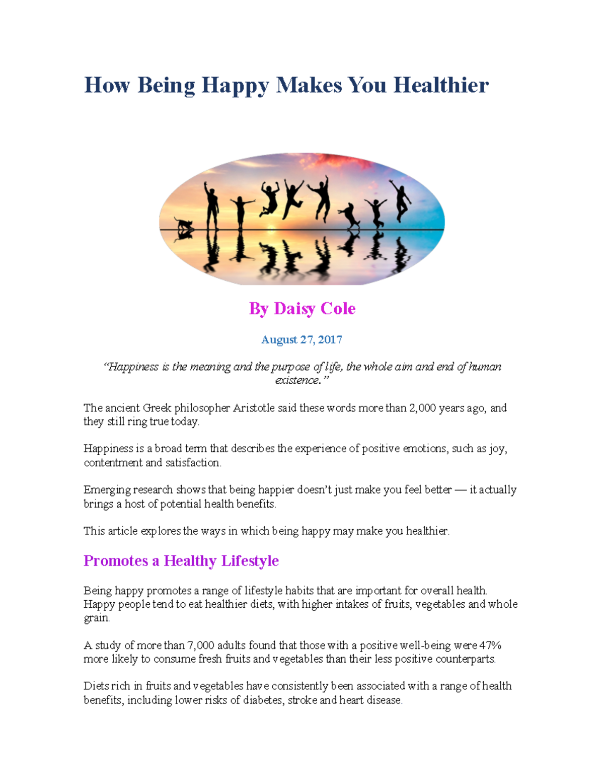 How Being Happy Makes You Healthier - ” The ancient Greek philosopher ...