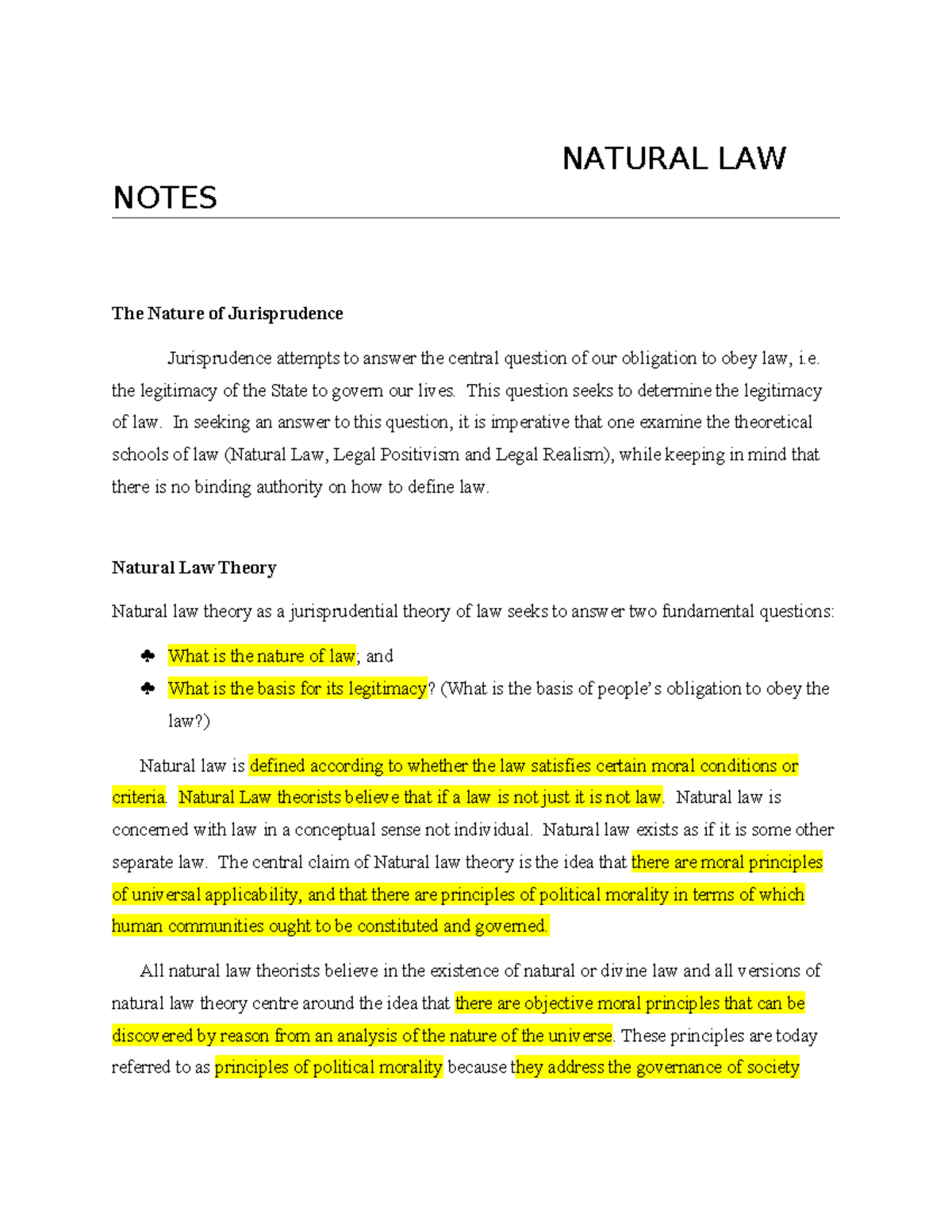 Natural Law - easy prep for mac - NATURAL LAW NOTES The Nature of ...