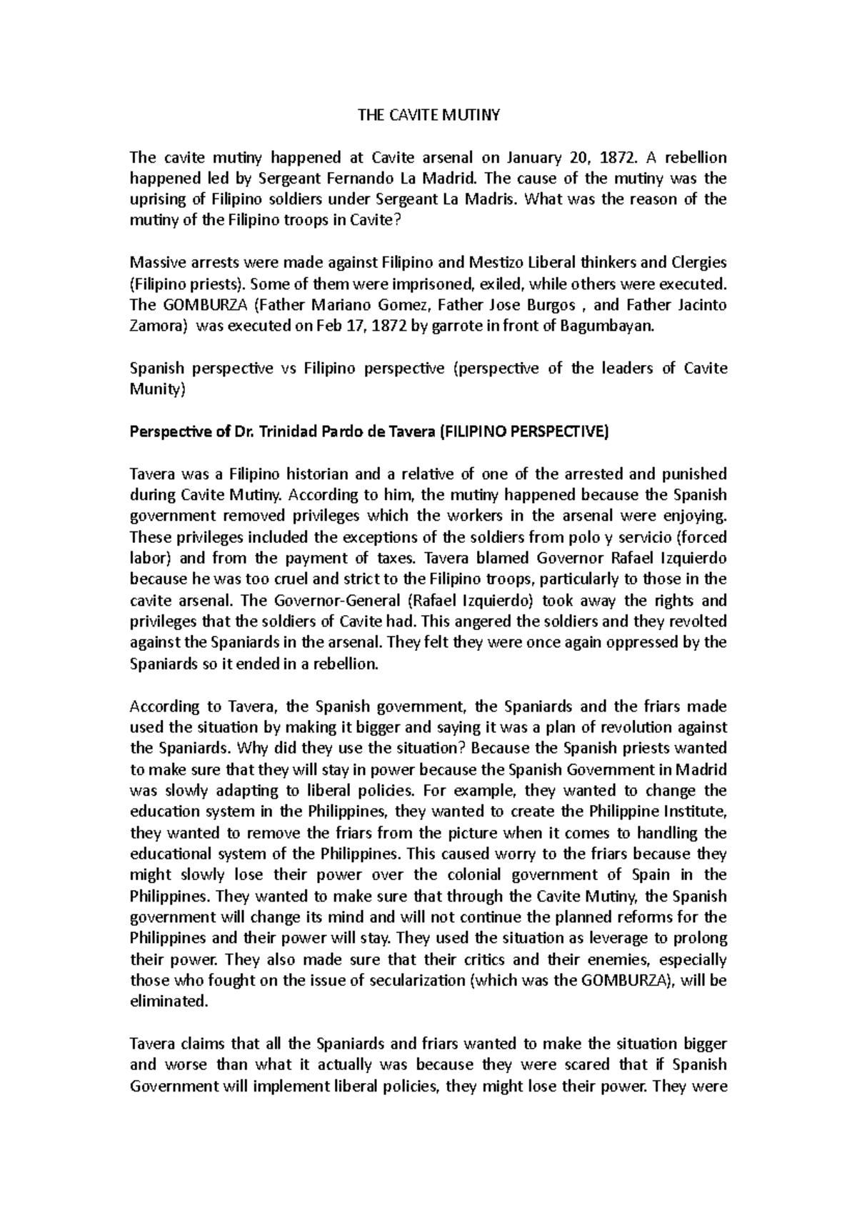 THE Cavite Mutiny - THE CAVITE MUTINY The cavite mutiny happened at ...