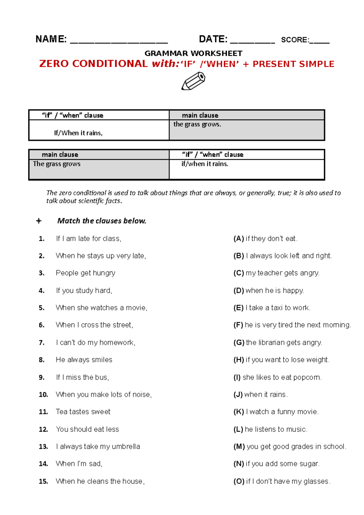 Zero conditional worksheet - NAME: ________________________ DATE ...
