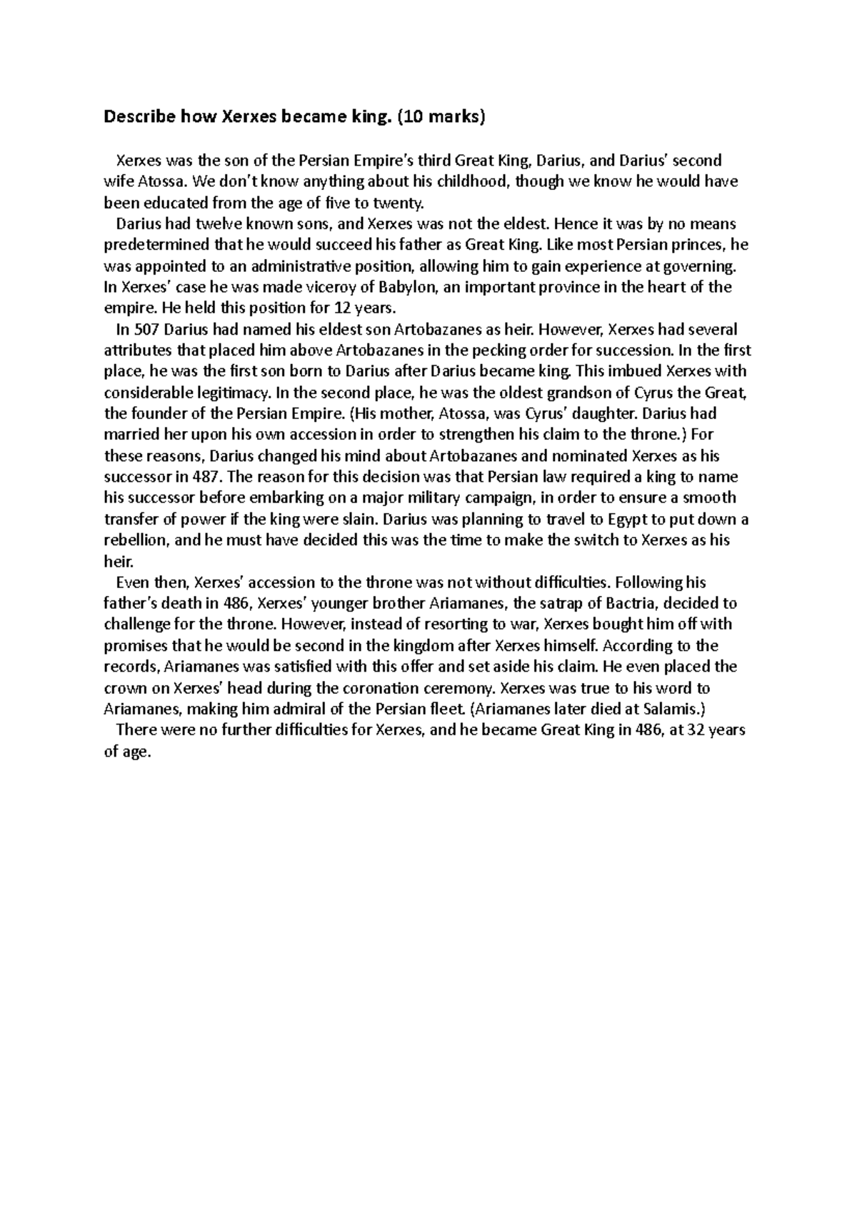 How Xerxes Became King - Studocu