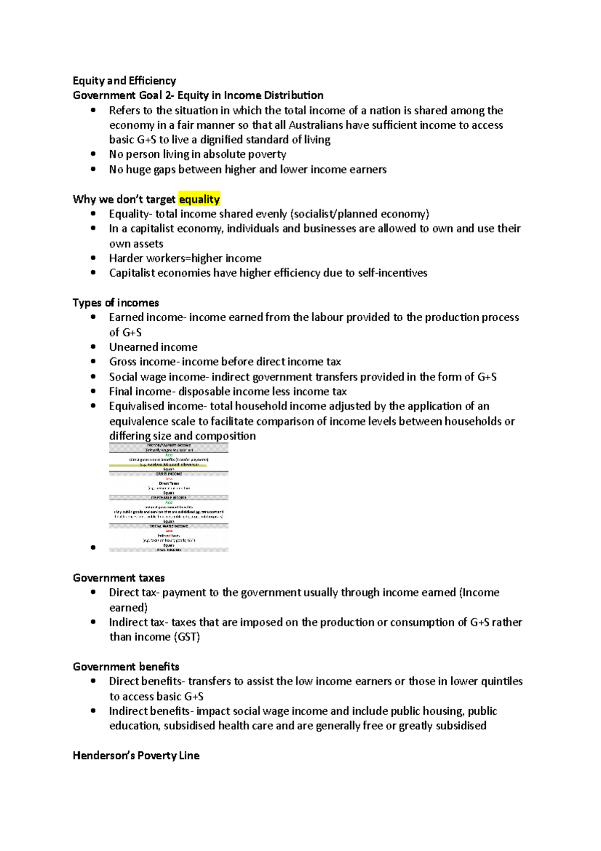 Economics- U2 AOS2 - eco - Equity and Efficiency Government Goal 2 ...