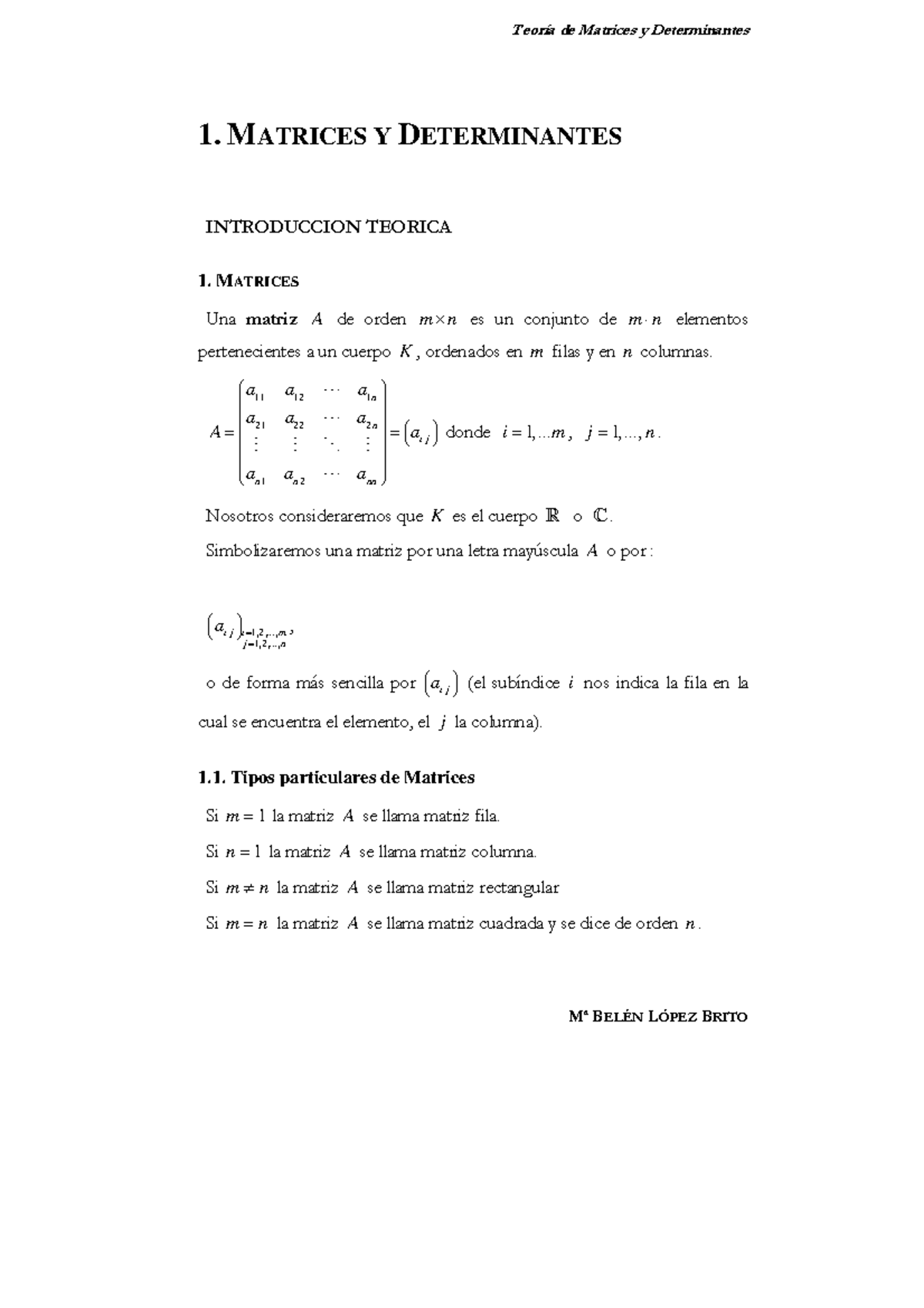 Teoria de matrices y determinantes - TeorÌa de Matrices y Determinantes ...
