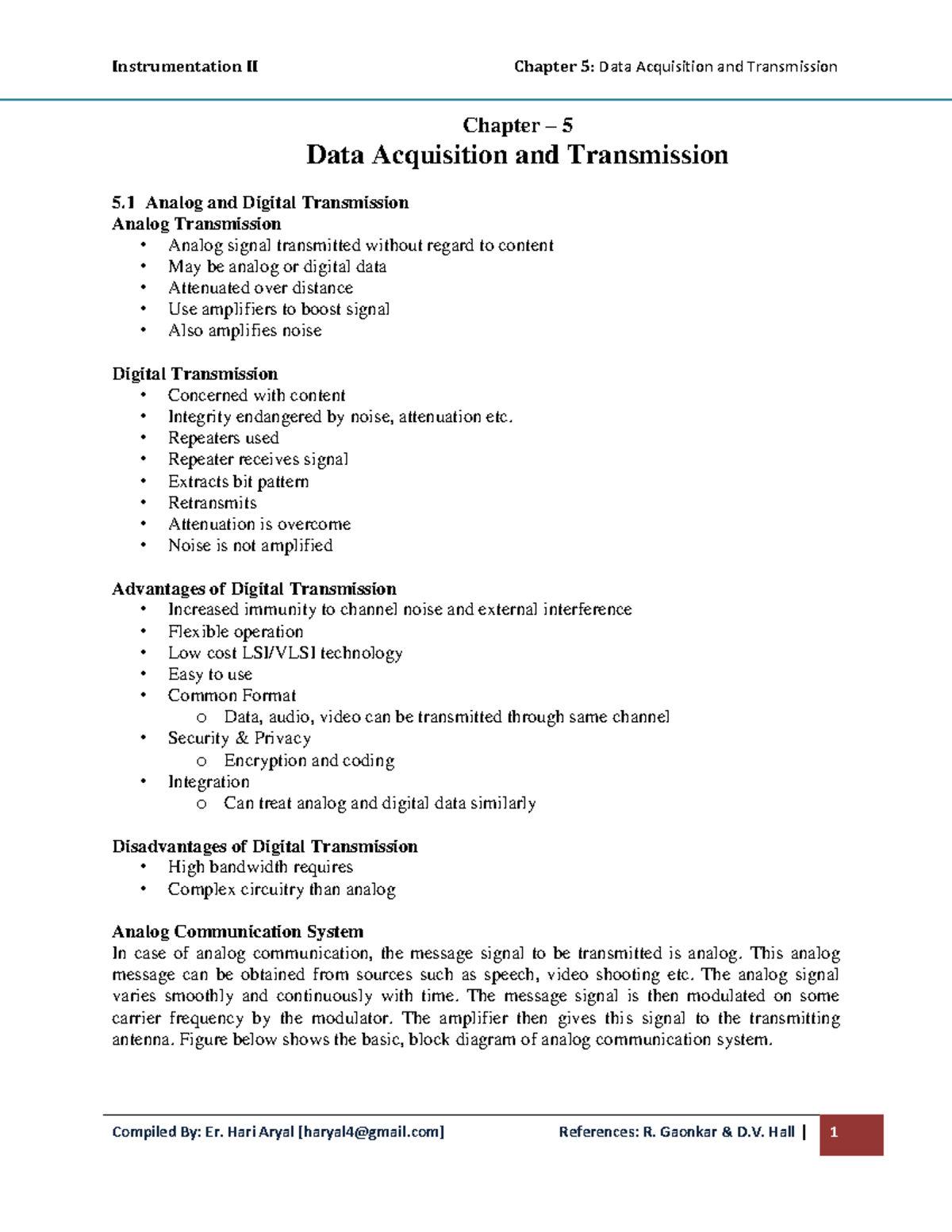 Chapter 5 - Data Acquisition and Transmission - Chapter – 5 Data Acquisition and Transmission 5 ...