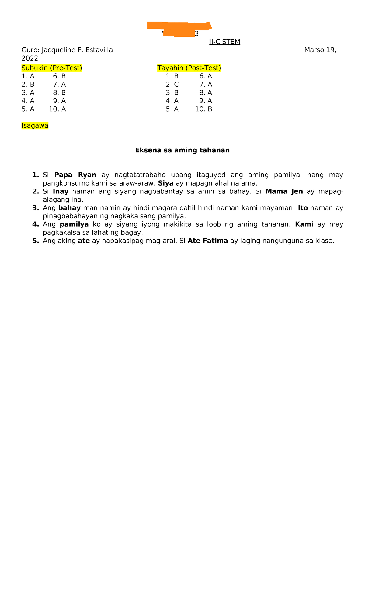 M3pagbasa - Personal answers/notes to secondary modules. - Filipino I ...