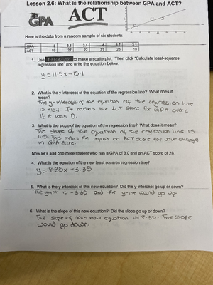 ACT score worksheet - Advanced Placement Stat - MAT-2210 - Studocu