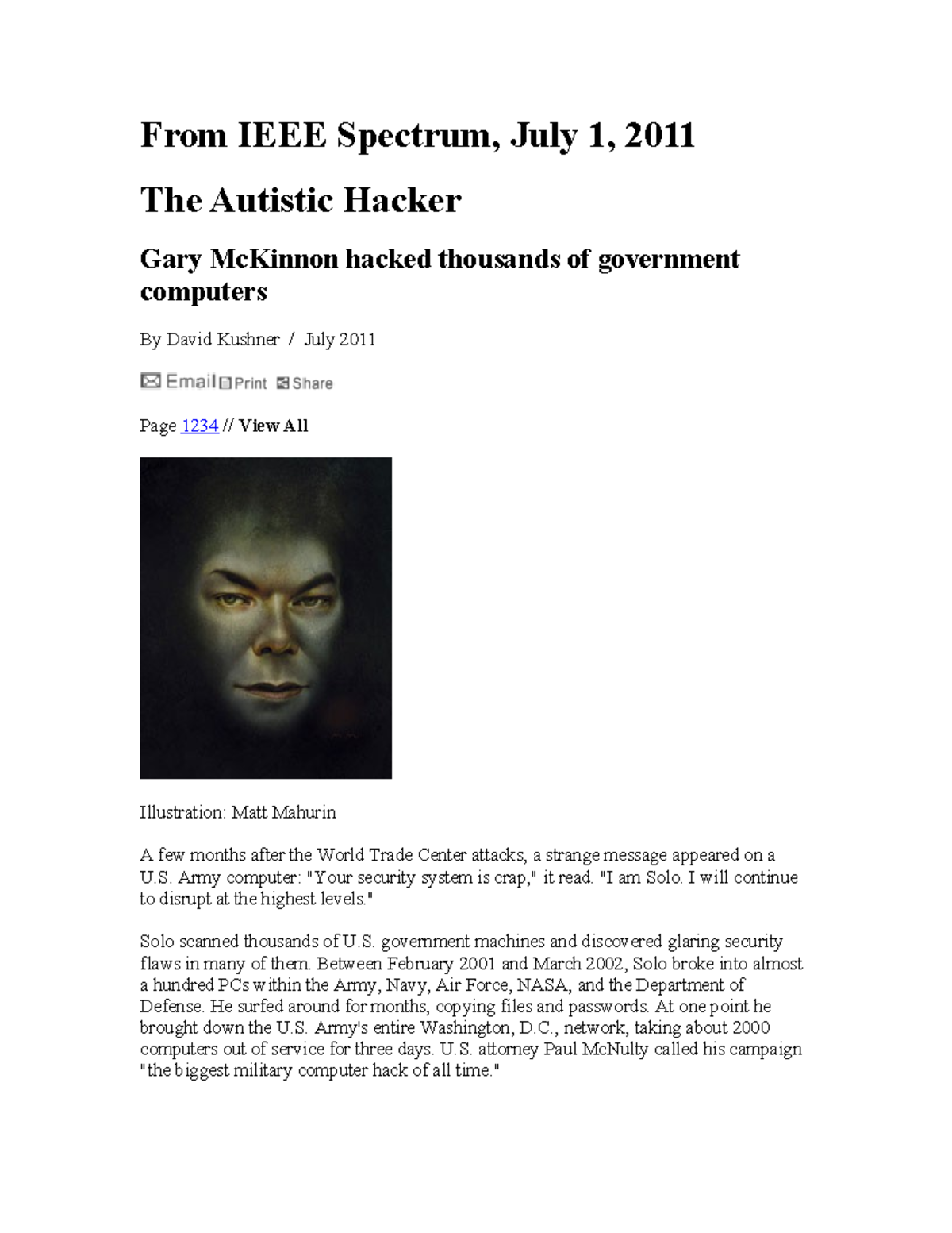 IEEE Spectrum Austistic Hacker - From IEEE Spectrum, July 1, 2011 The ...