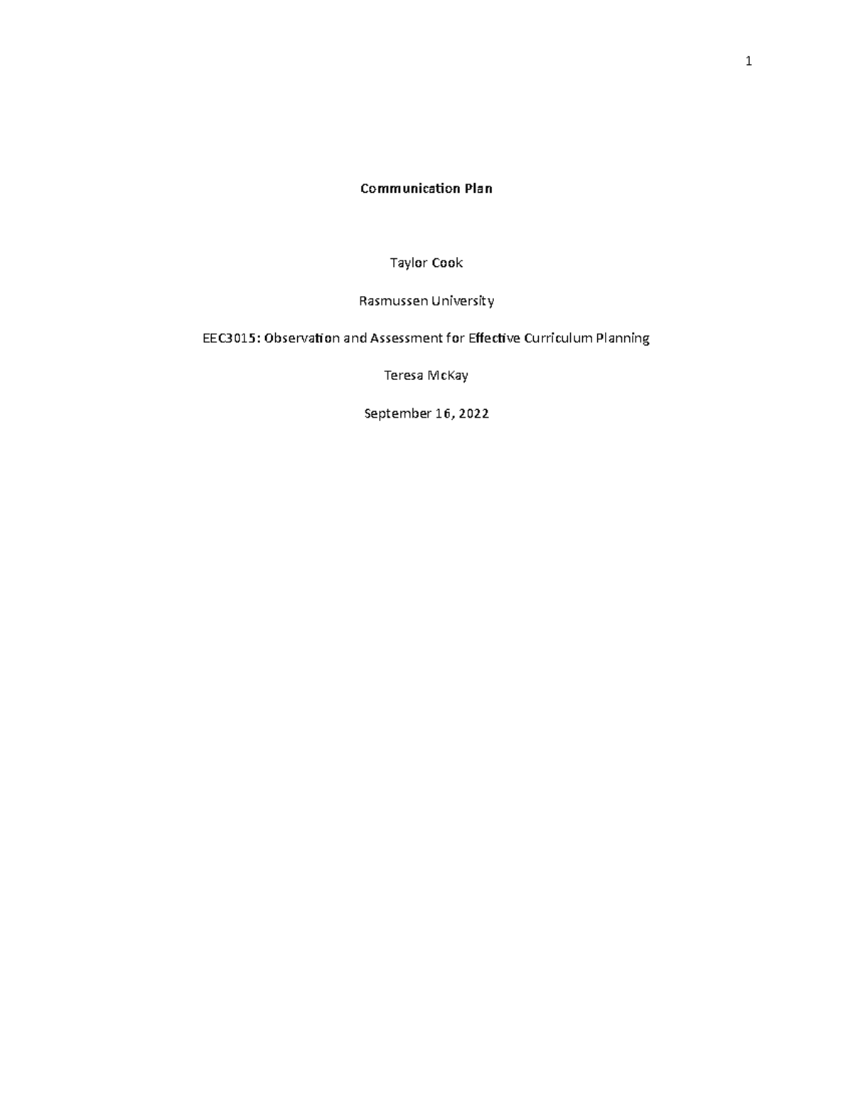 TCook communicationplan 08272022 - Communication Plan Taylor Cook ...