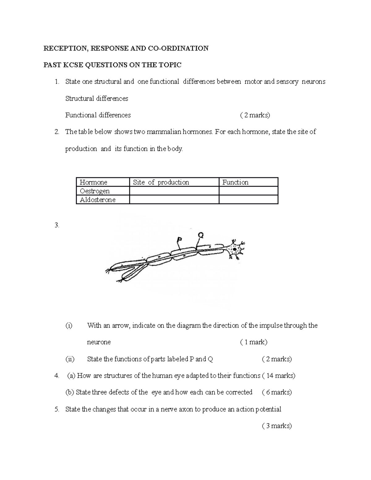 RECEPTION-RESPONSE-AND-CO-ORDINATION - RECEPTION, RESPONSE AND CO ...
