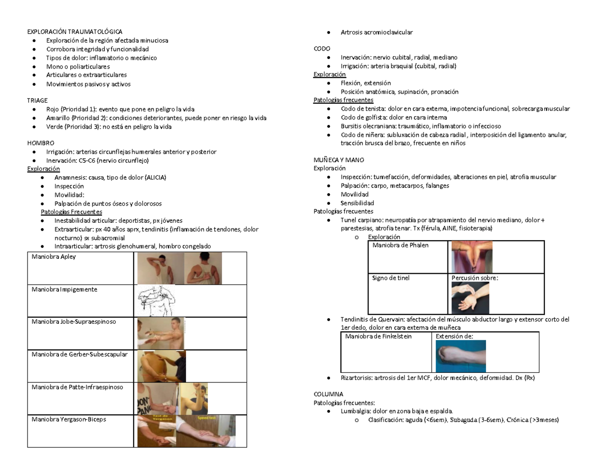 Clemps Trauma - EXPLORACIÓN TRAUMATOLÓGICA Exploración de la región ...