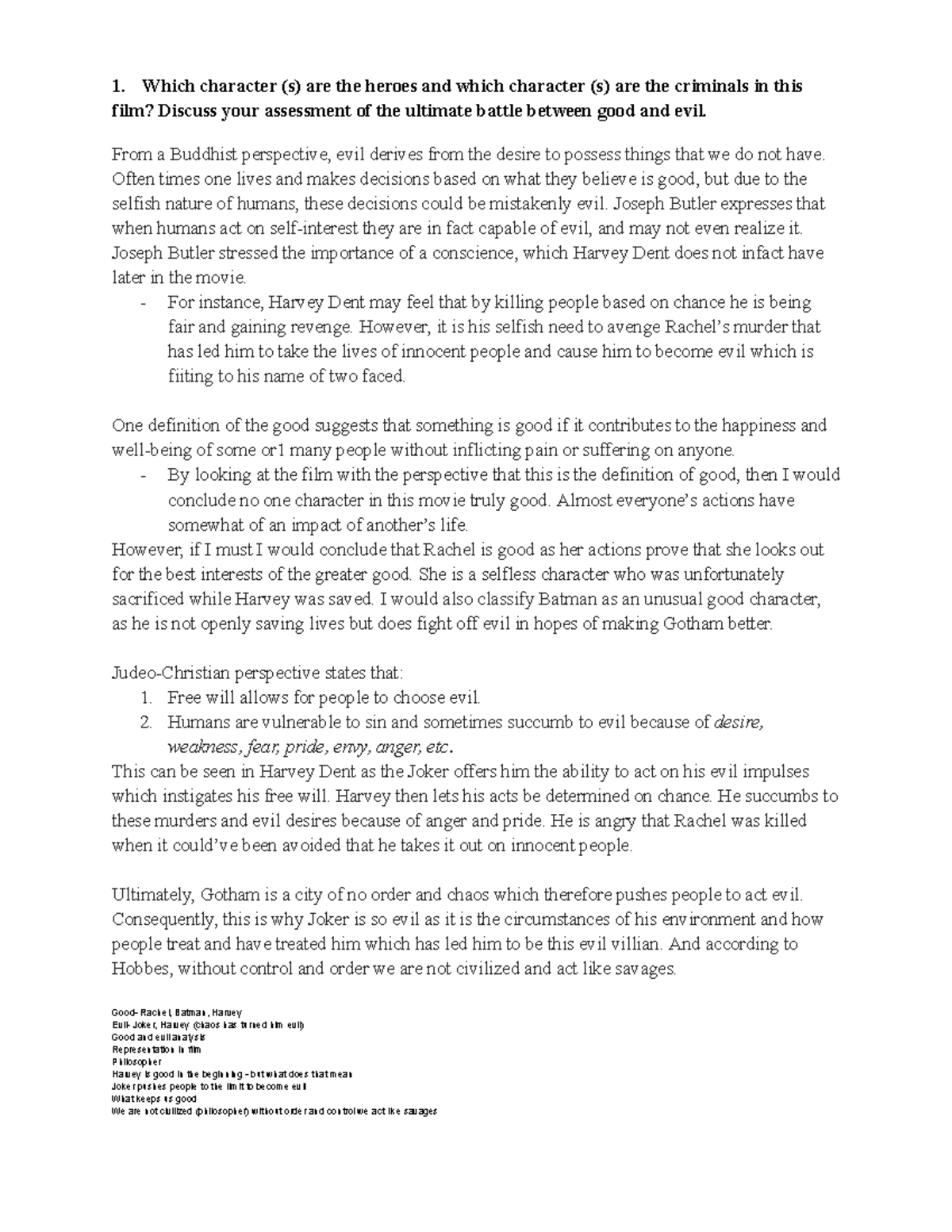 Dark Knight Discusssion Assignment - Which character (s) are the heroes ...