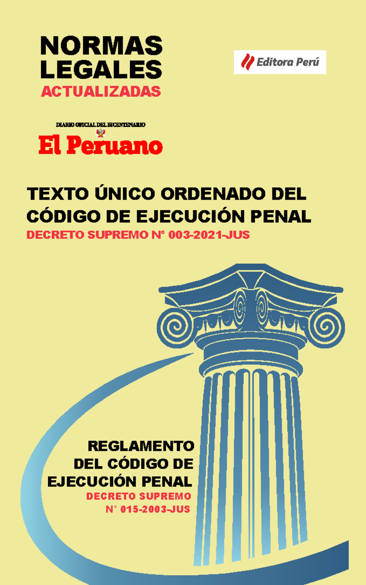 Texto Único Ordenado DEL Código DE Ejecución Penal Decreto Supremo N° 003-2021-JUS Reglamento ...