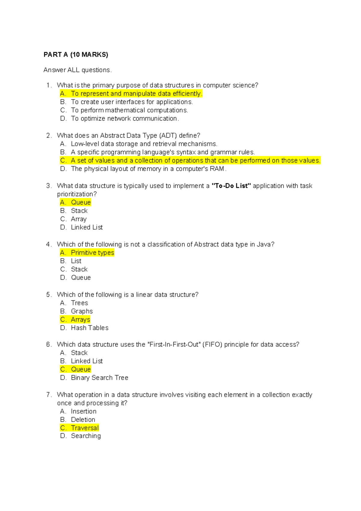 Answer Test CSC248 Okt 2023 Feb 2024 student - PART A (10 MARKS) Answer ...