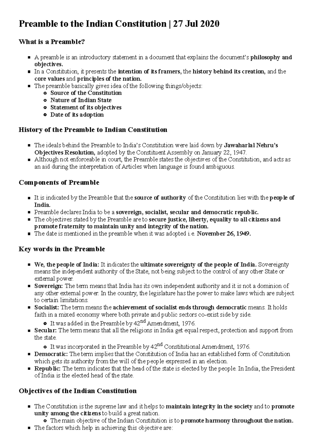 Preamble of indian constitution - Preamble to the Indian Constitution ...
