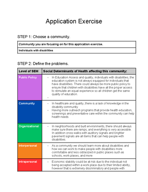 HK 271 Application Exercise 4.6 - Application Exercise STEP 1: Choose a community. Community you ...