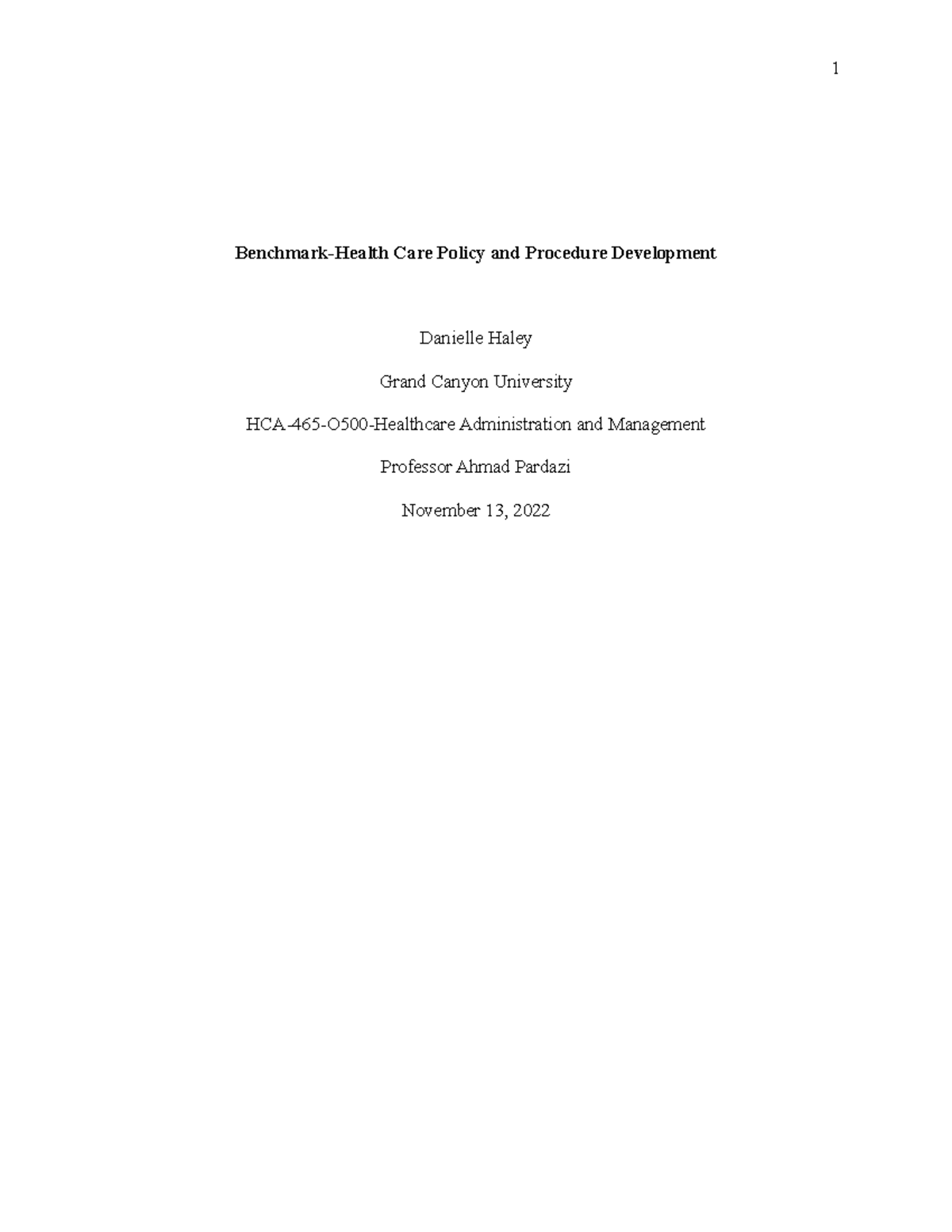 Benchmark-Healthcare Policy and Procedure Development - Benchmark ...
