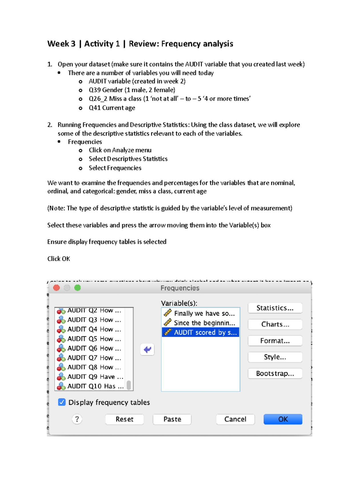 Week 3 Activity 1 - tutorial - Week 3 | Activity 1 | Review: Frequency ...
