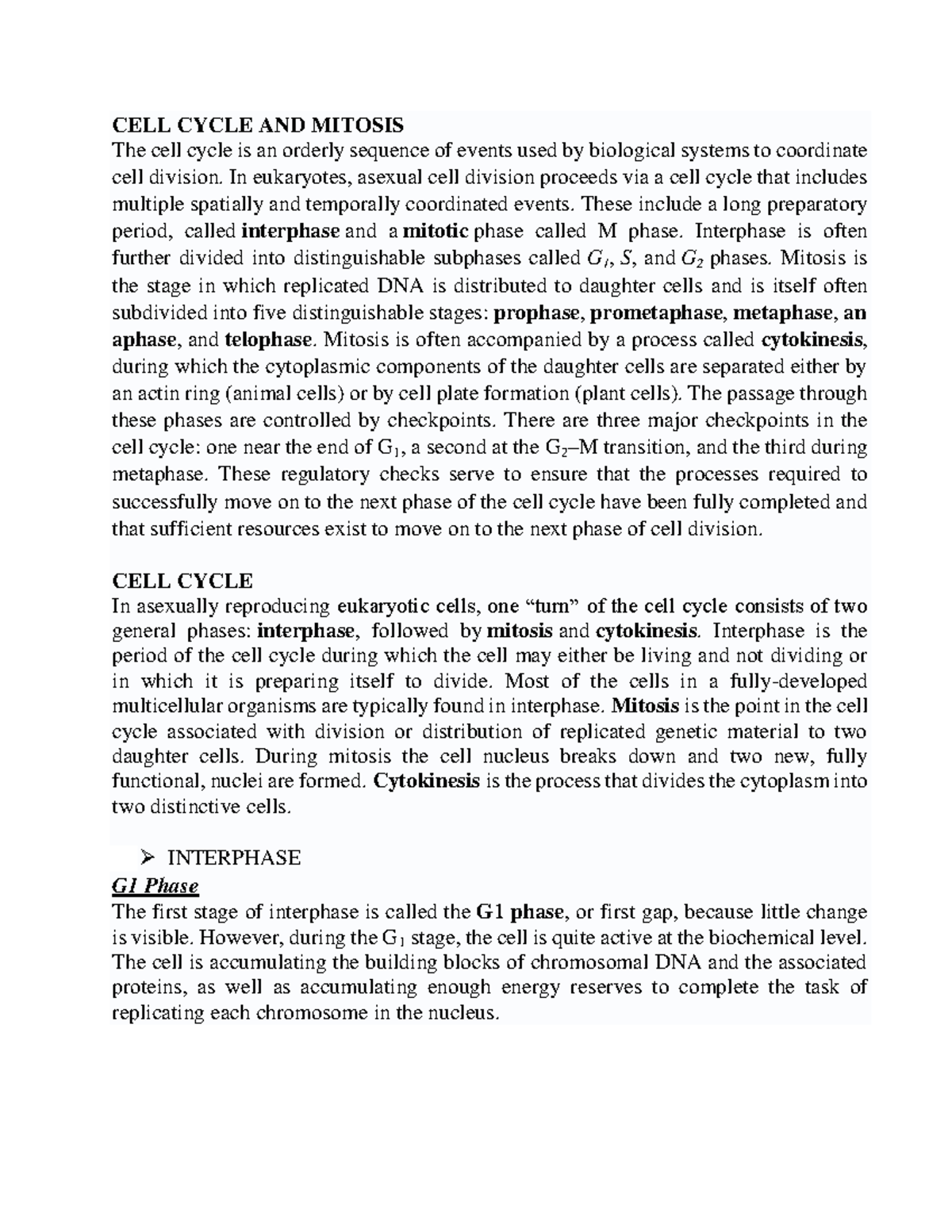 CELL Cycle AND Mitosis - cell division sumarrized - CELL CYCLE AND ...