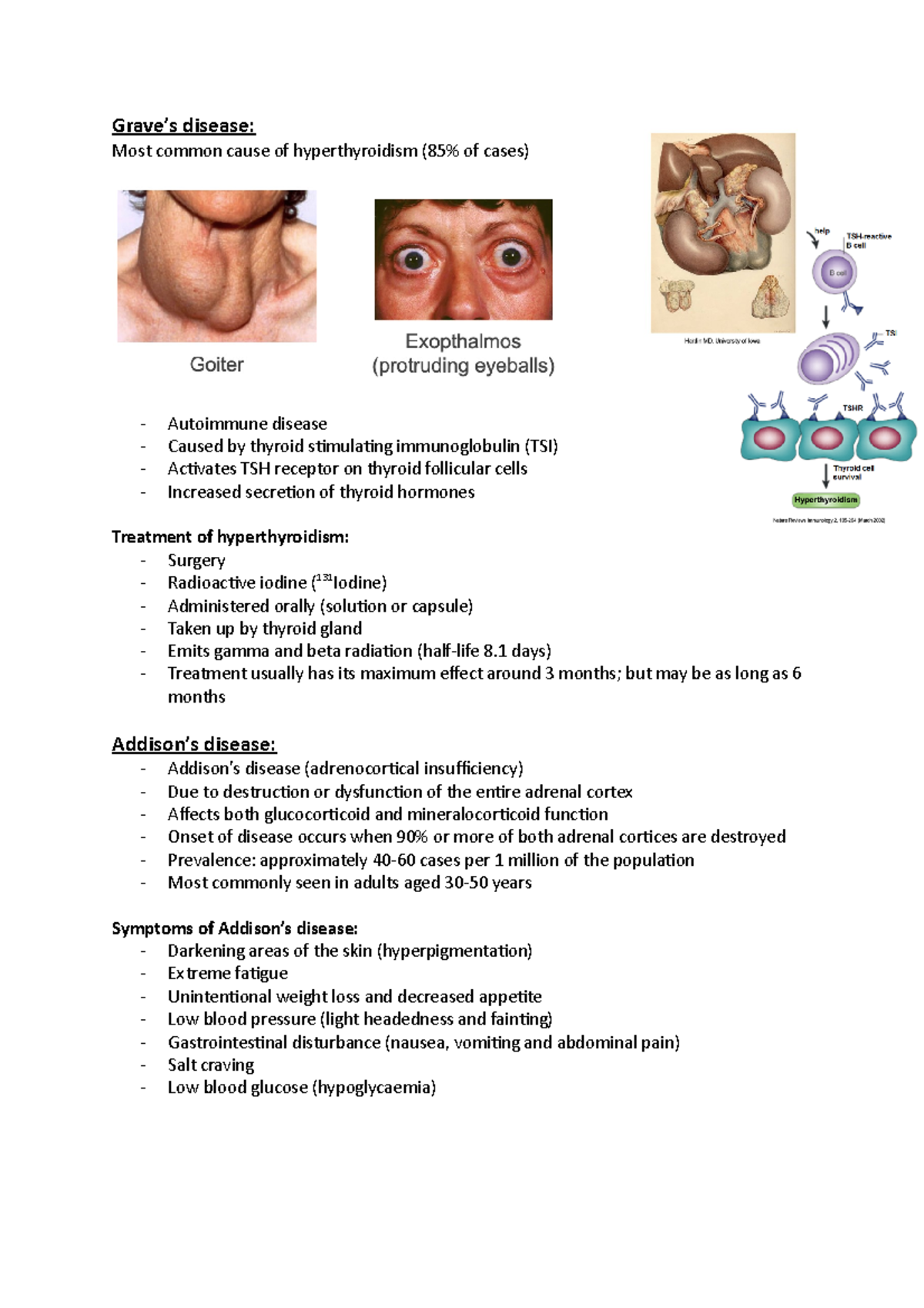 Cushings, graves and addisons cheat sheet - Grave’s disease: Most common cause of ...