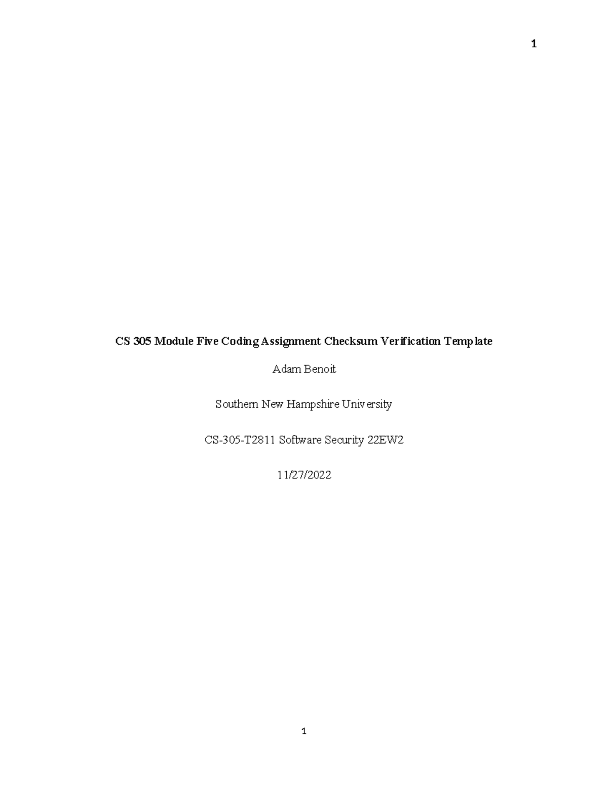 Module 5 1coding Assignment Checksum Verification Template Cs 305