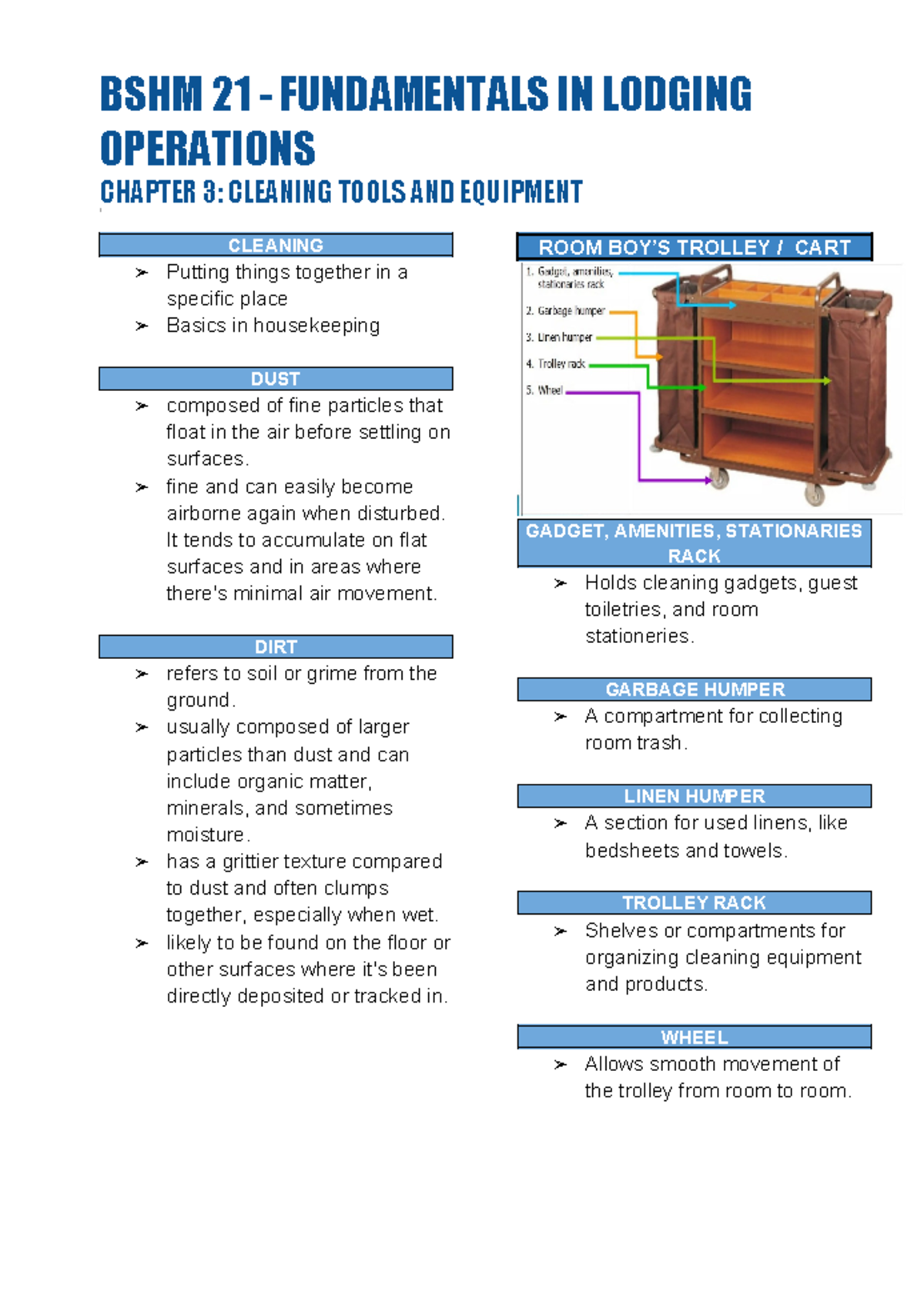 BSHM 21 Lesson 3 - BSHM 21 - FUNDAMENTALS IN LODGING OPERATIONS CHAPTER ...
