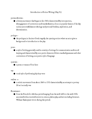 Introduction to Fiction Writing ( Day 37) - Introduction to Fiction ...