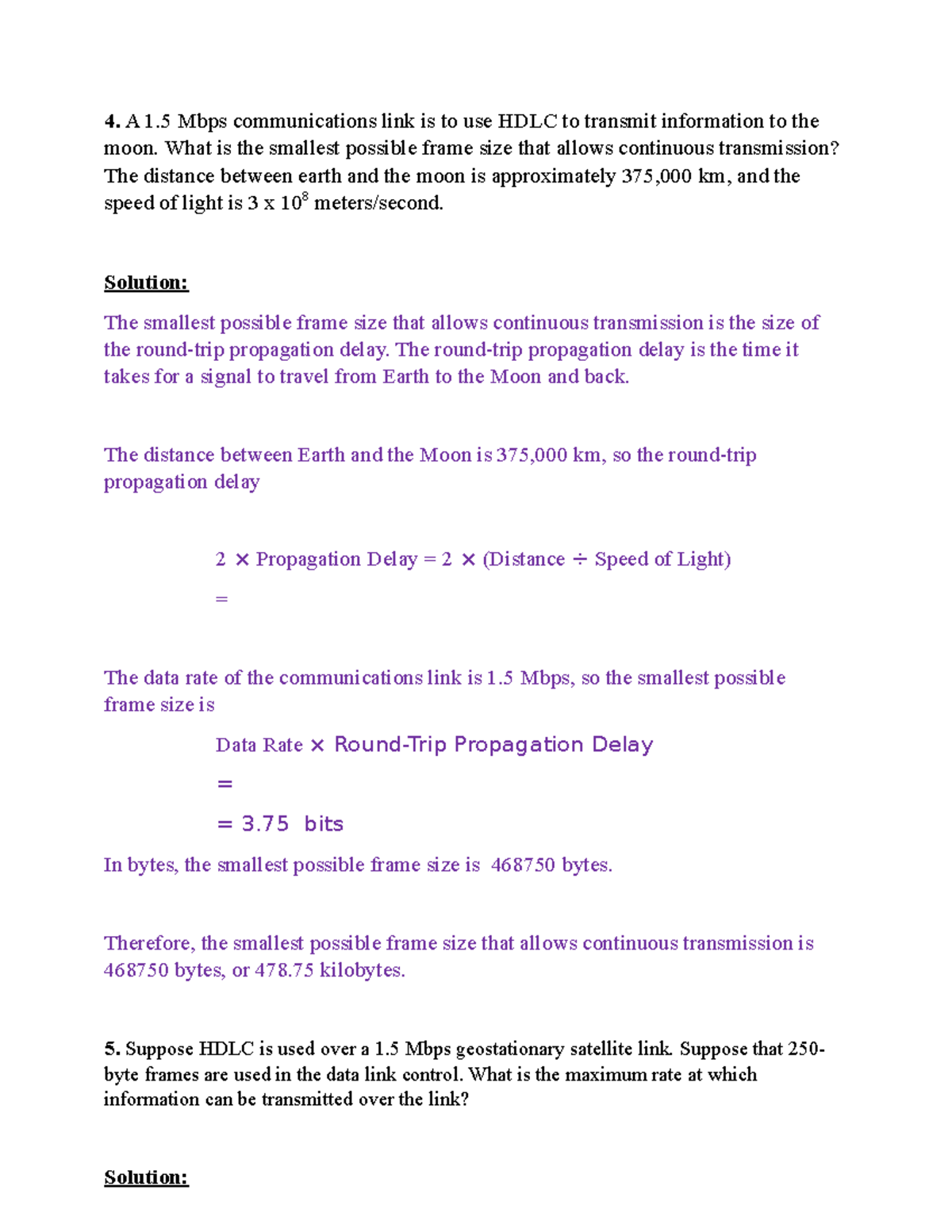 Nwcpe Sum23 - For pe - A 1 Mbps communications link is to use HDLC to ...