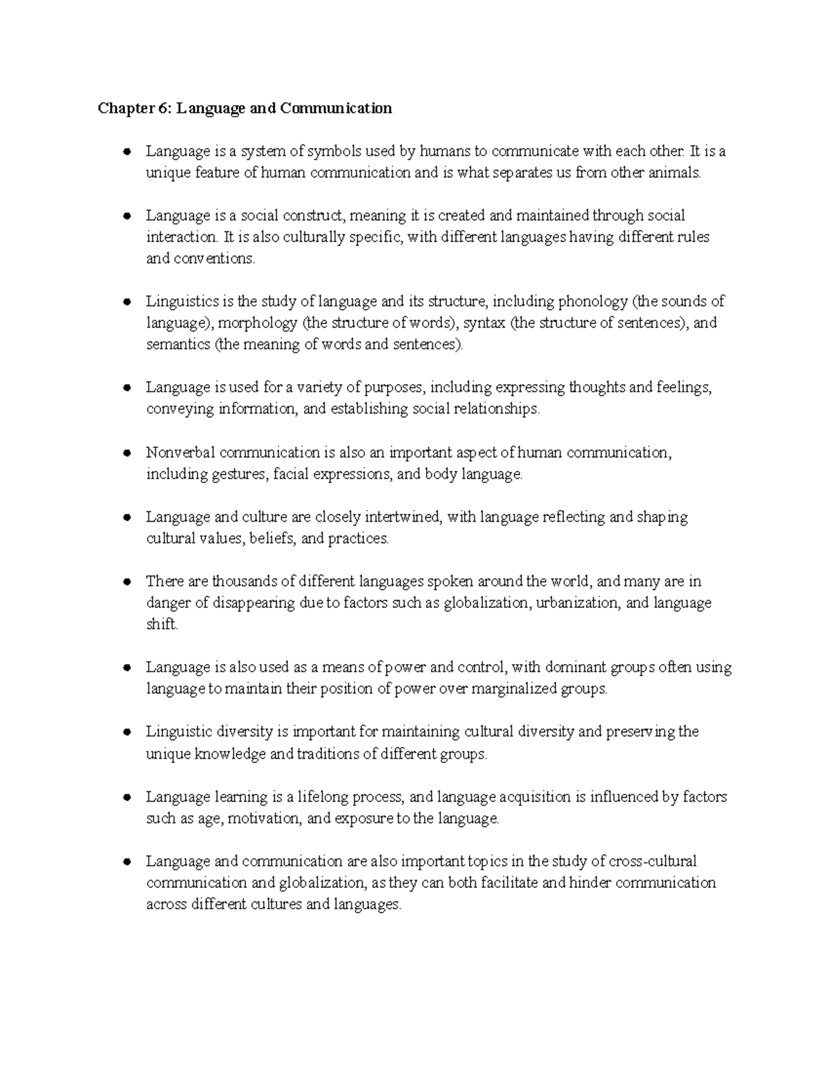 ANTH 101 chapter 6 - ANTH 101 ch 6 - Chapter 6: Language and Communication Language is a system ...