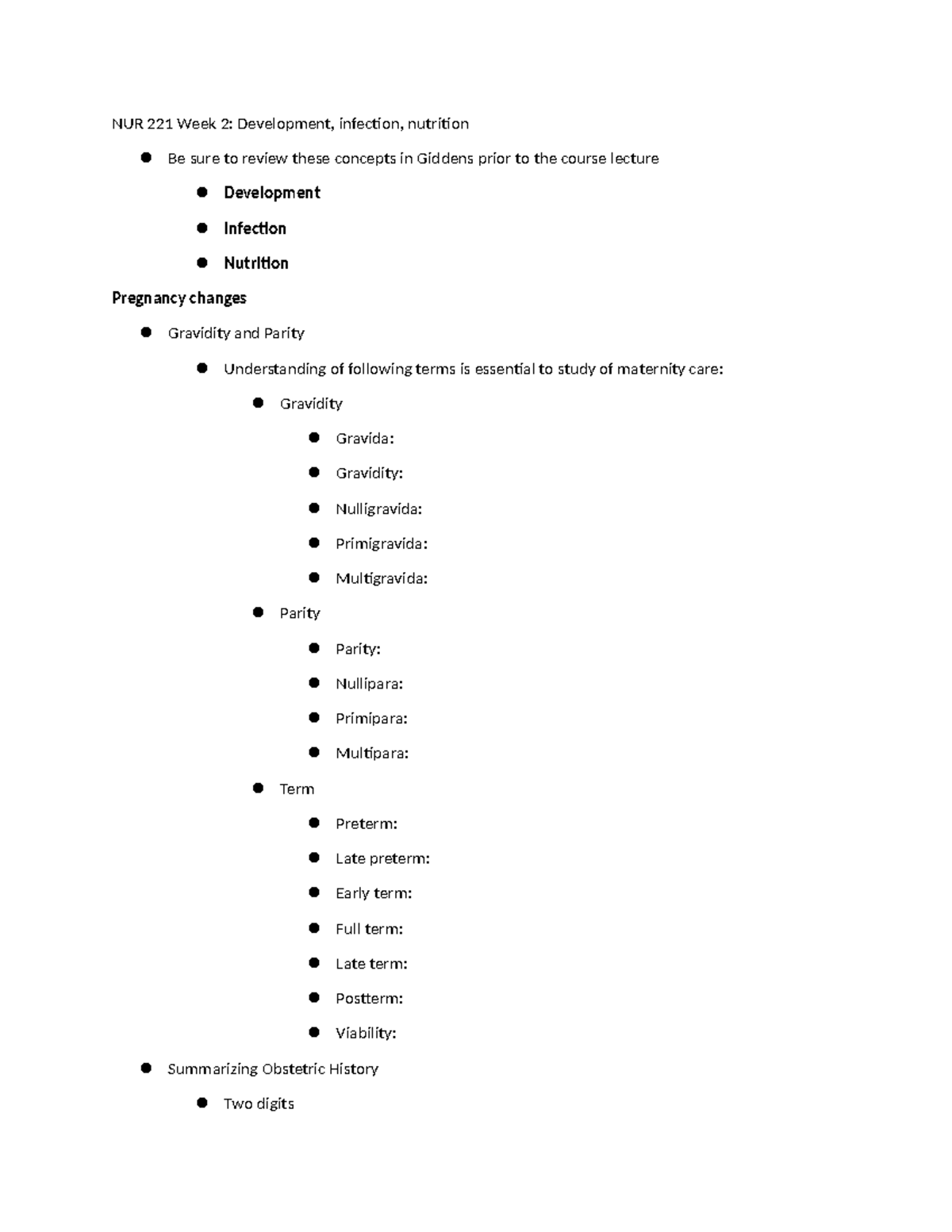 NUR 221 Week 2 Student - NUR 221 Week 2: Development, infection ...