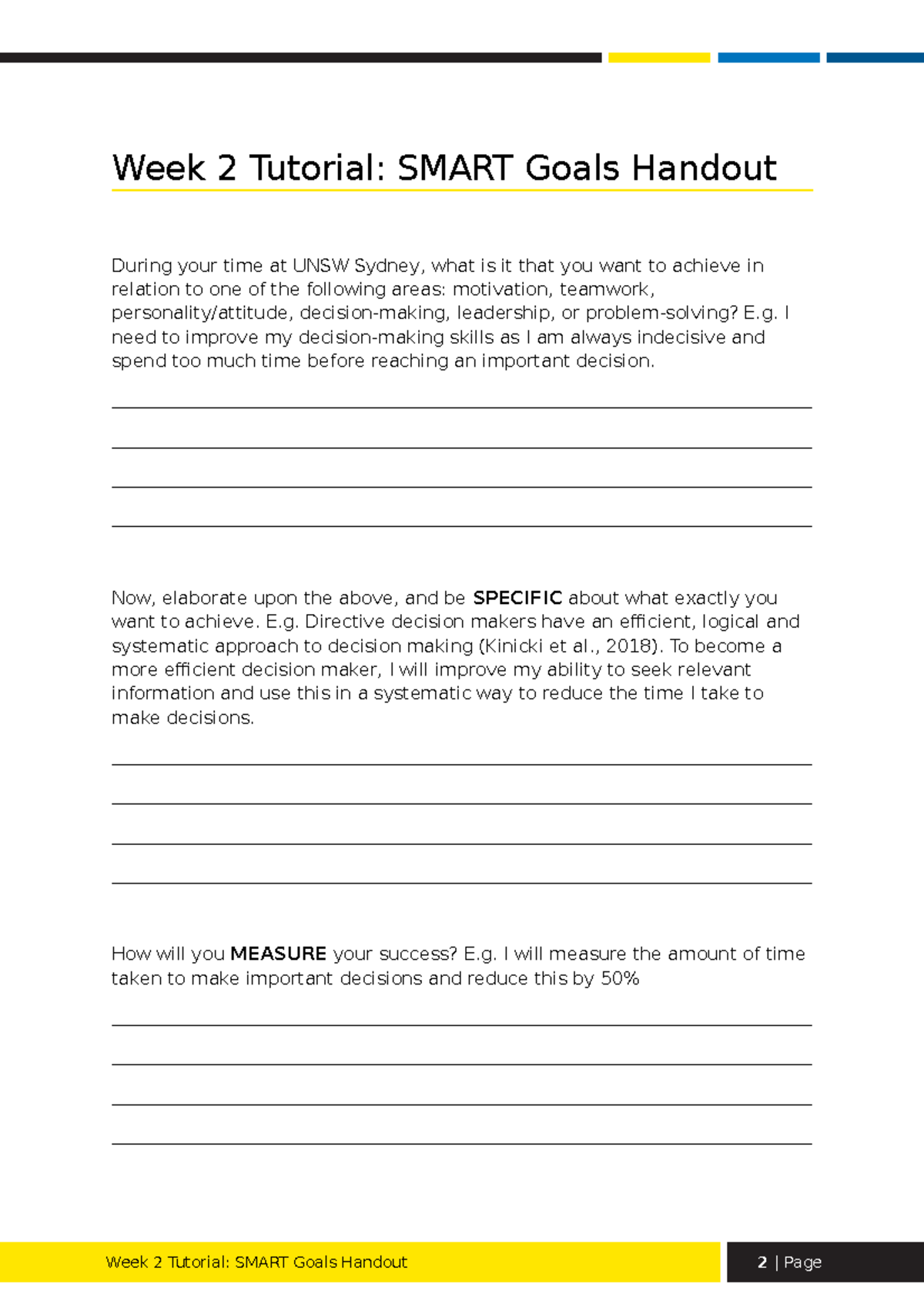 Week 2 Tutorial - Smart Goals Handout 2020-T2 new - Week 2 Tutorial ...