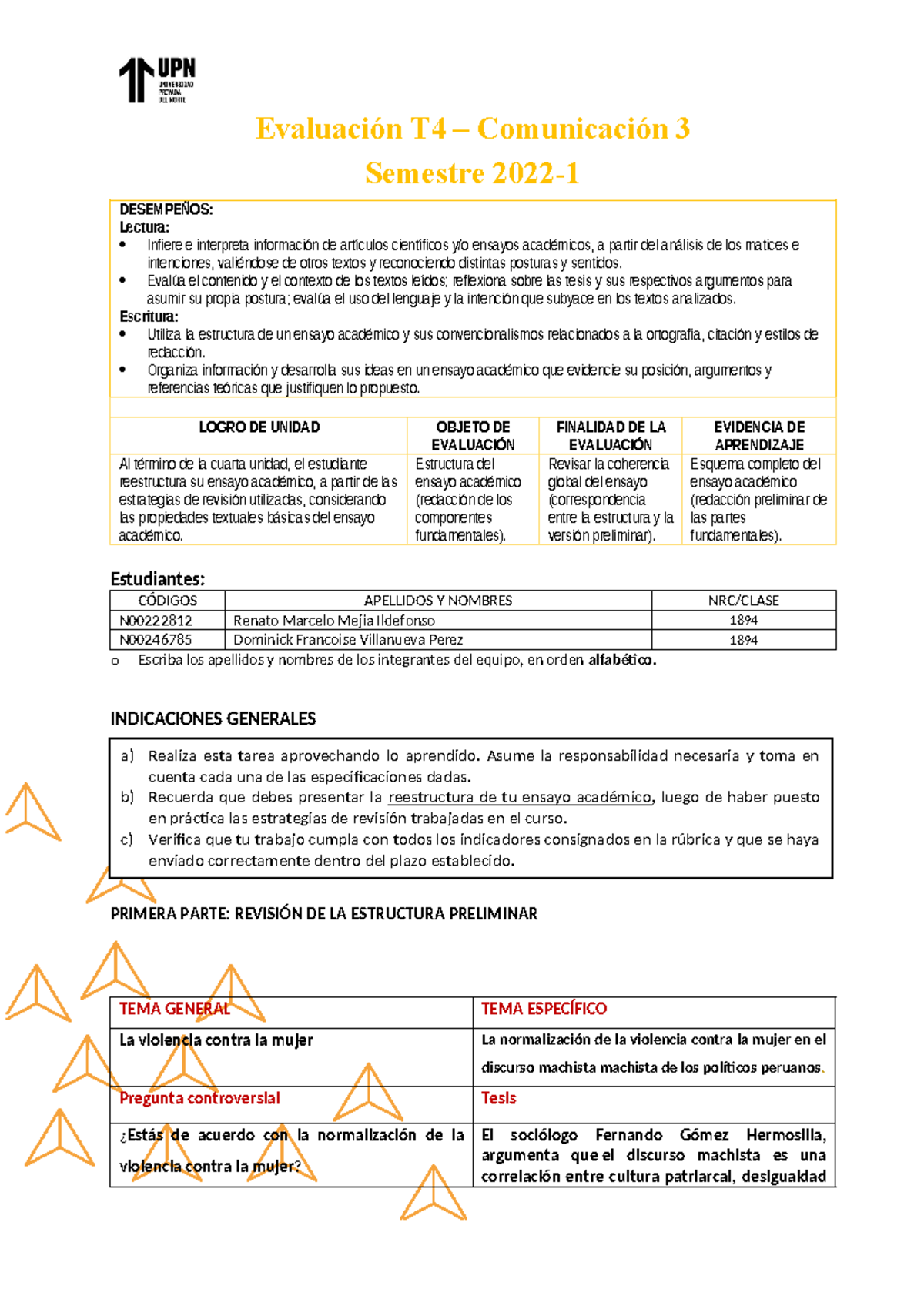 T4 COMUNICACION - Evaluación T4 – Comunicación 3 Semestre 2022- DESEMPEÑOS: Lectura: Infiere e ...