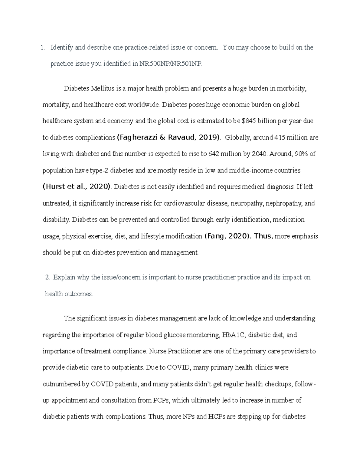 Picot Worksheet - Identify and describe one practice-related issue or ...