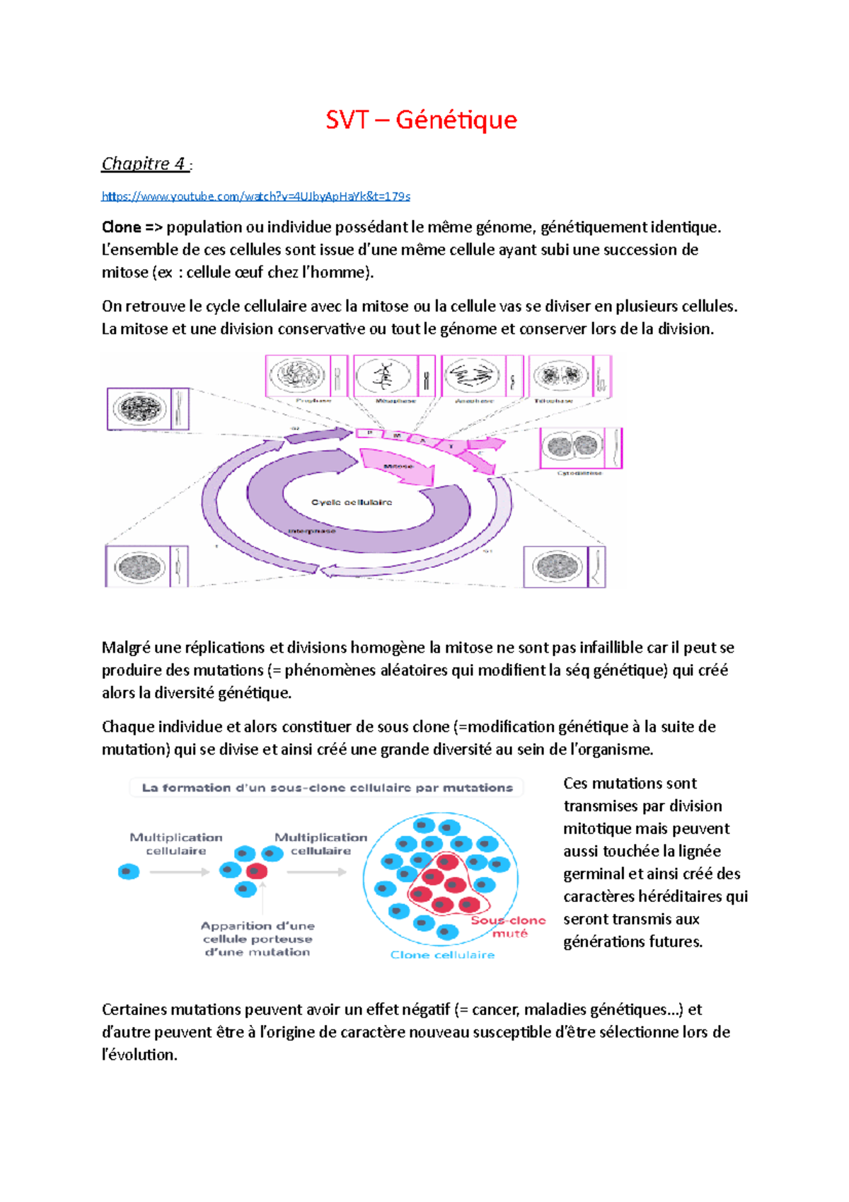 SVT Genetique - svt cours résumé génétique - SVT – Génétique Chapitre 4 ...