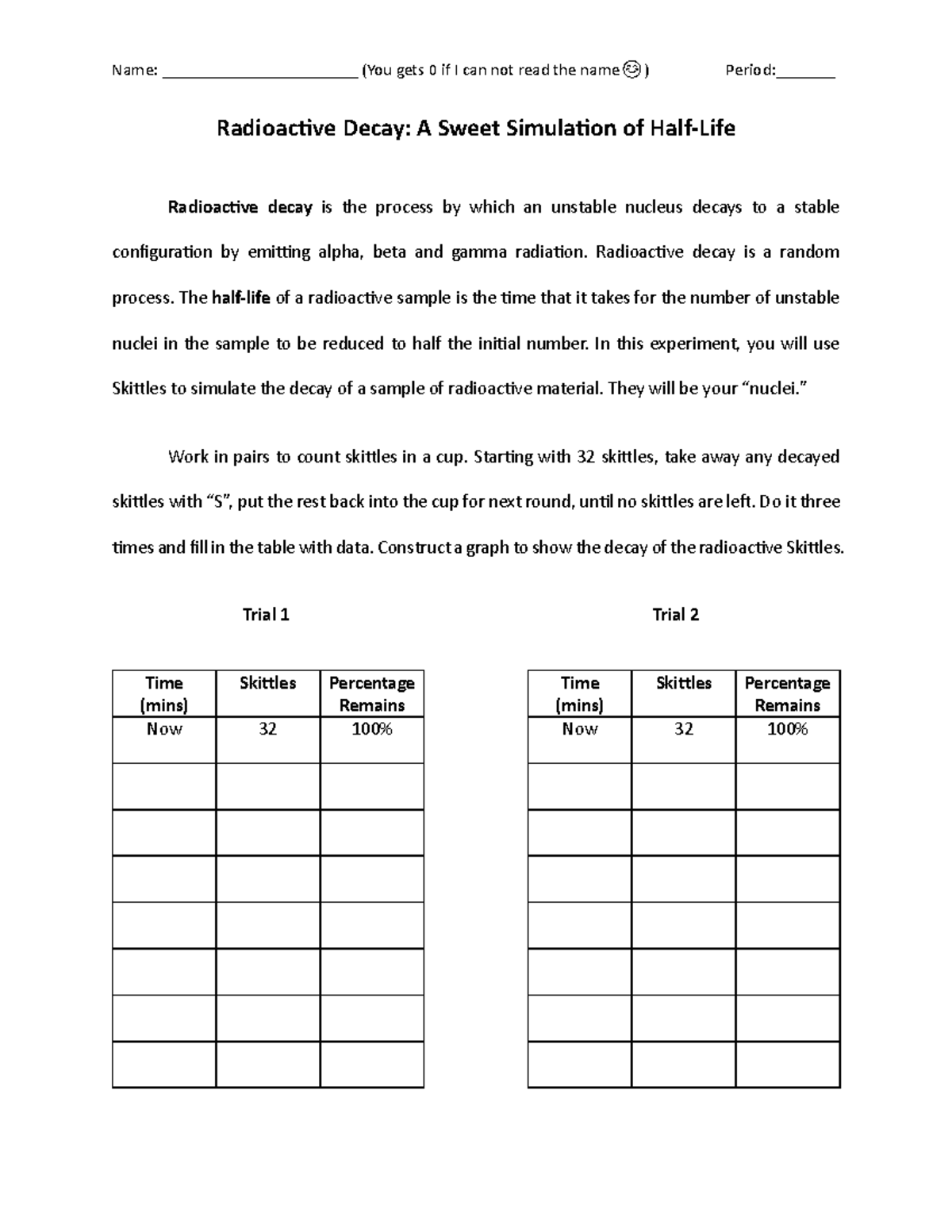 A Sweet Simulation - worksheet - Name: _______________________ (You ...