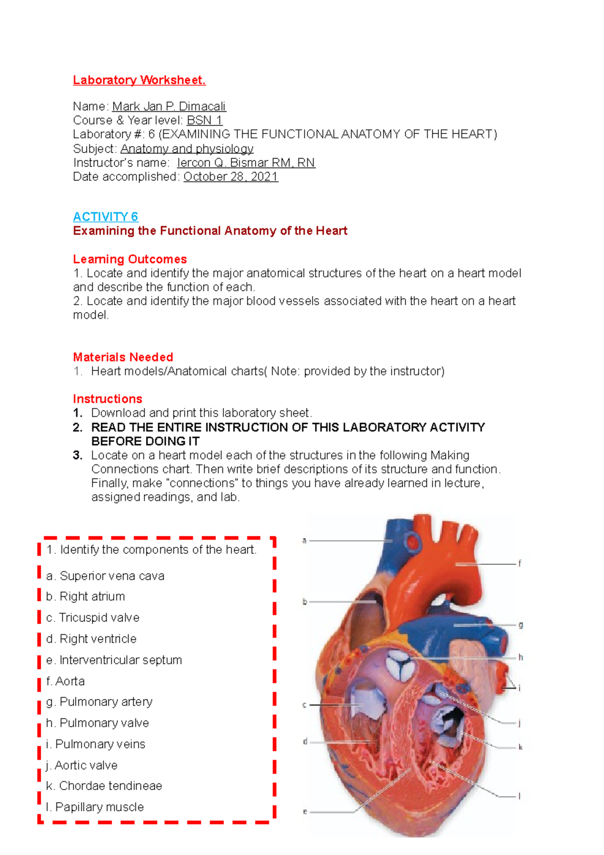 Dimacali, Mark Jan P. LAB-6-&-7-( Cardiovascular) - Laboratory ...