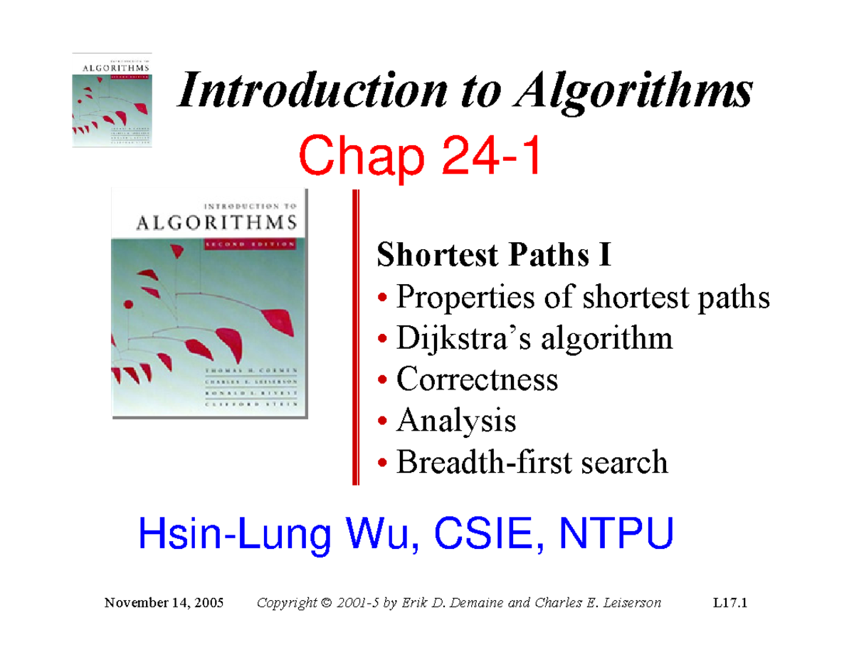 Chap24 1dfs Chap24 1dfs Introduction To Algorithms Shortest Paths