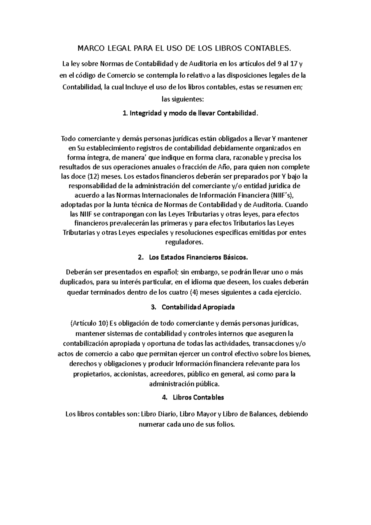 Contabilidad 2 cemestre - MARCO LEGAL PARA EL USO DE LOS LIBROS ...