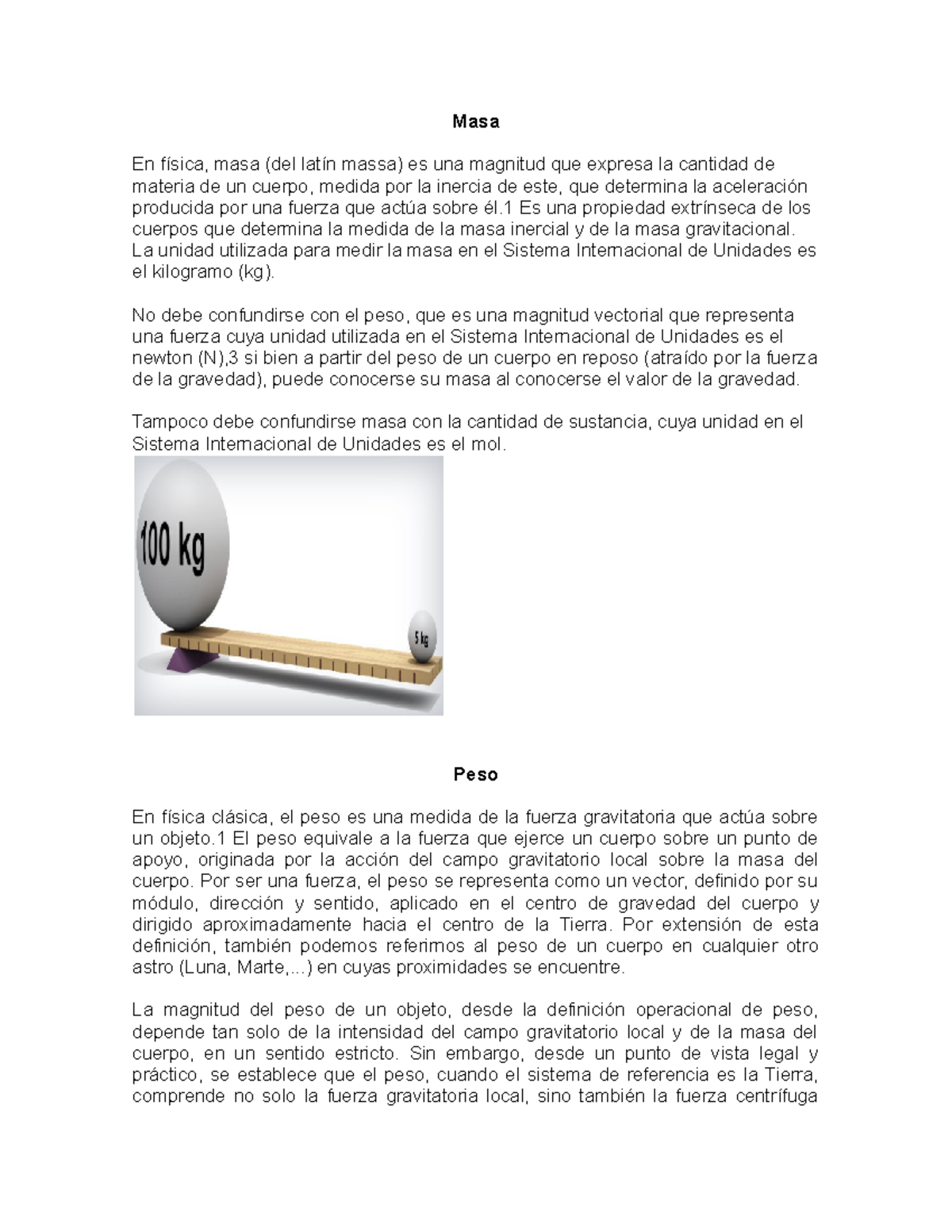 Estados de la materia - Resumen - Masa En física, masa (del latín massa ...