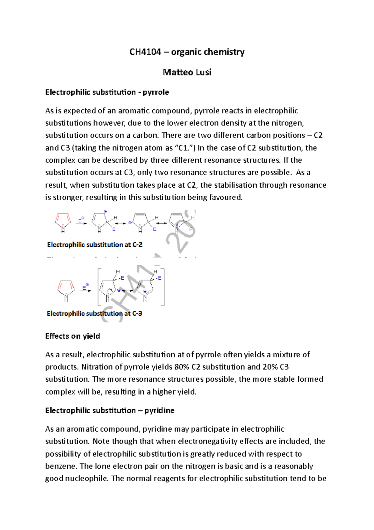 Lecture 1 (c) - Given by Matteo Lusi. - CH4104 – organic chemistry ...