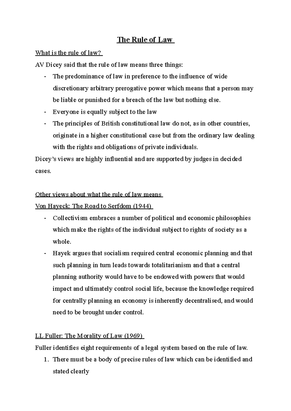 The Rule Of Law Revision Notes The Rule Of Law What Is The Rule Of