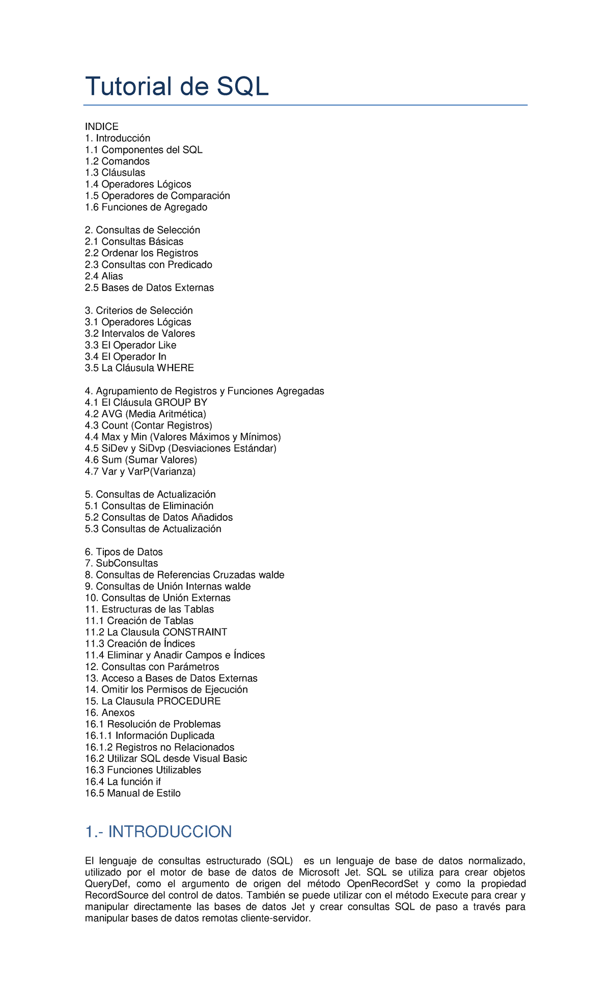 Tutorial SQL - Lenguajes de programación - USAC - Studocu