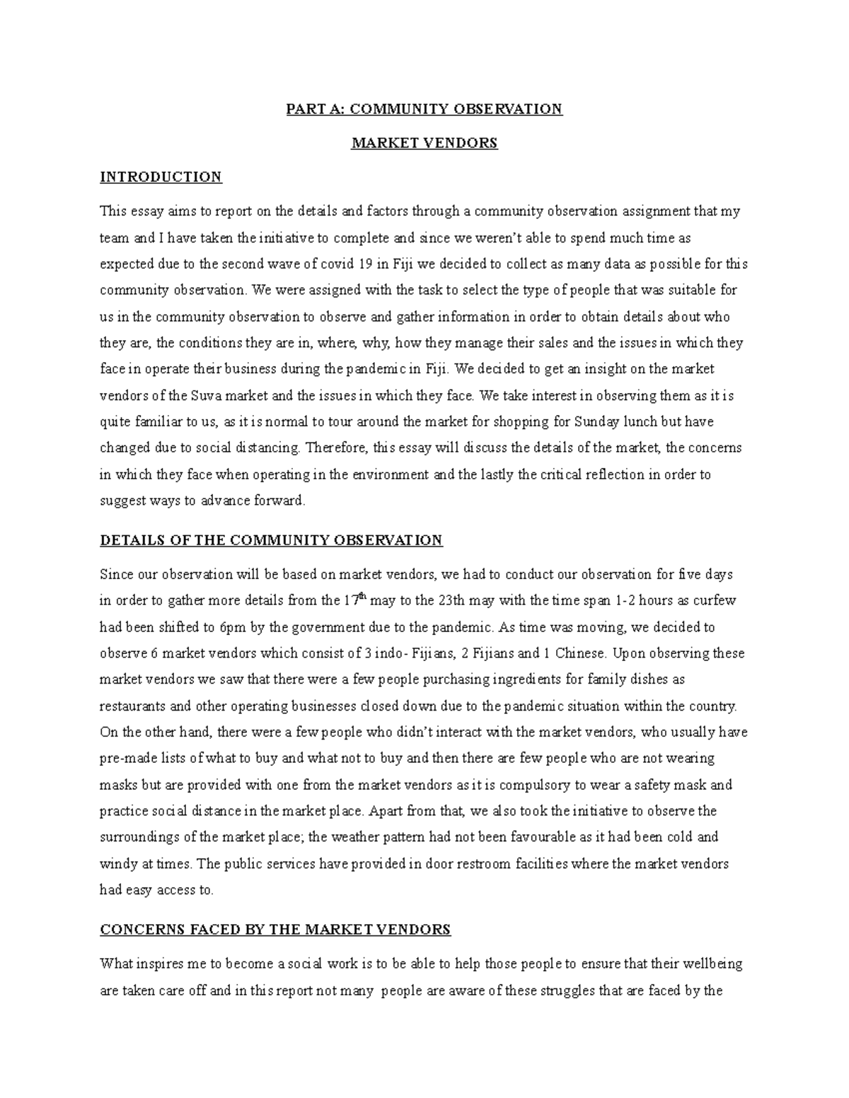 Community Observation - We were assigned with the task to select the ...