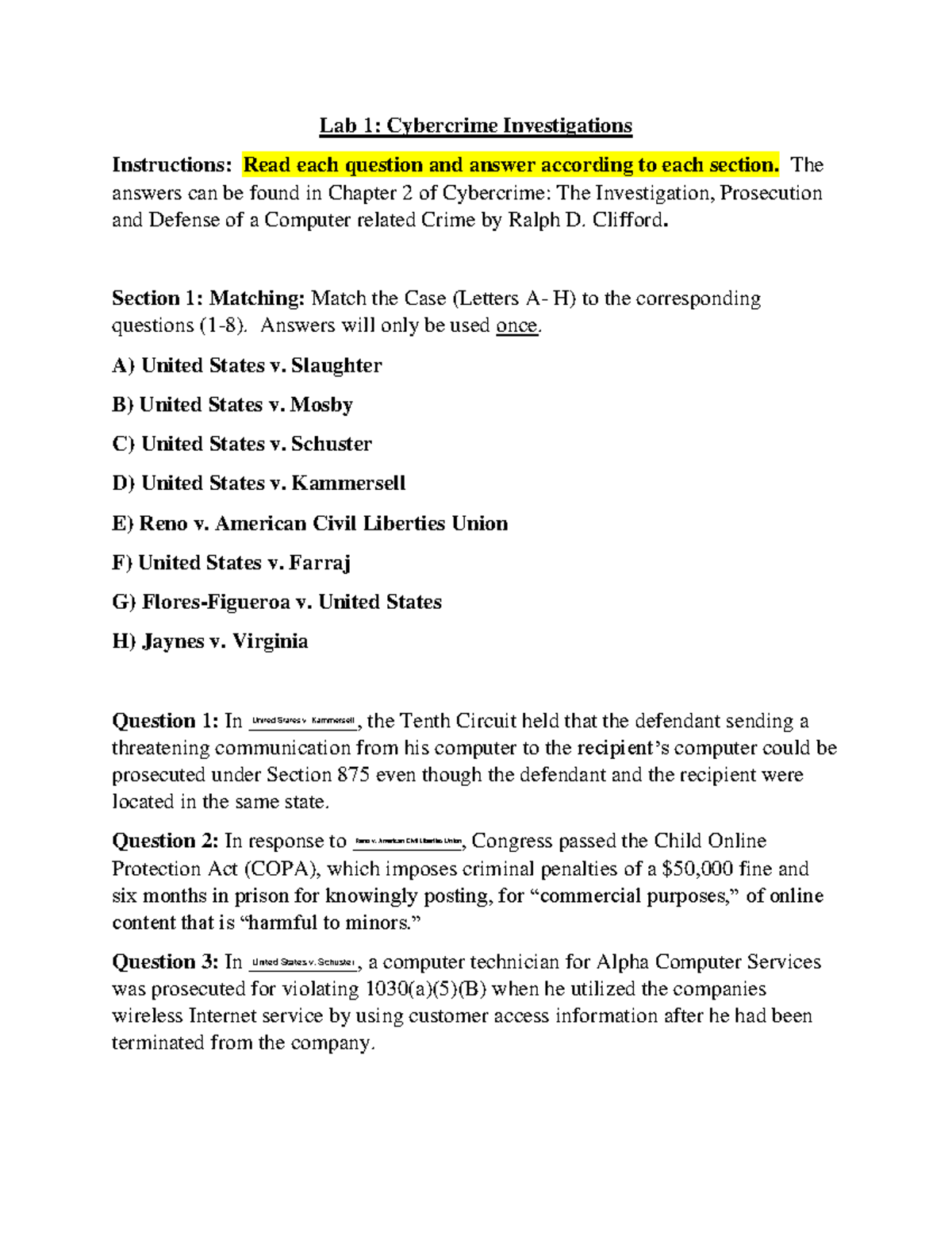 CNT 2414C Cybercrime Investigations Lab 1 - Lab 1 : Cybercrime ...