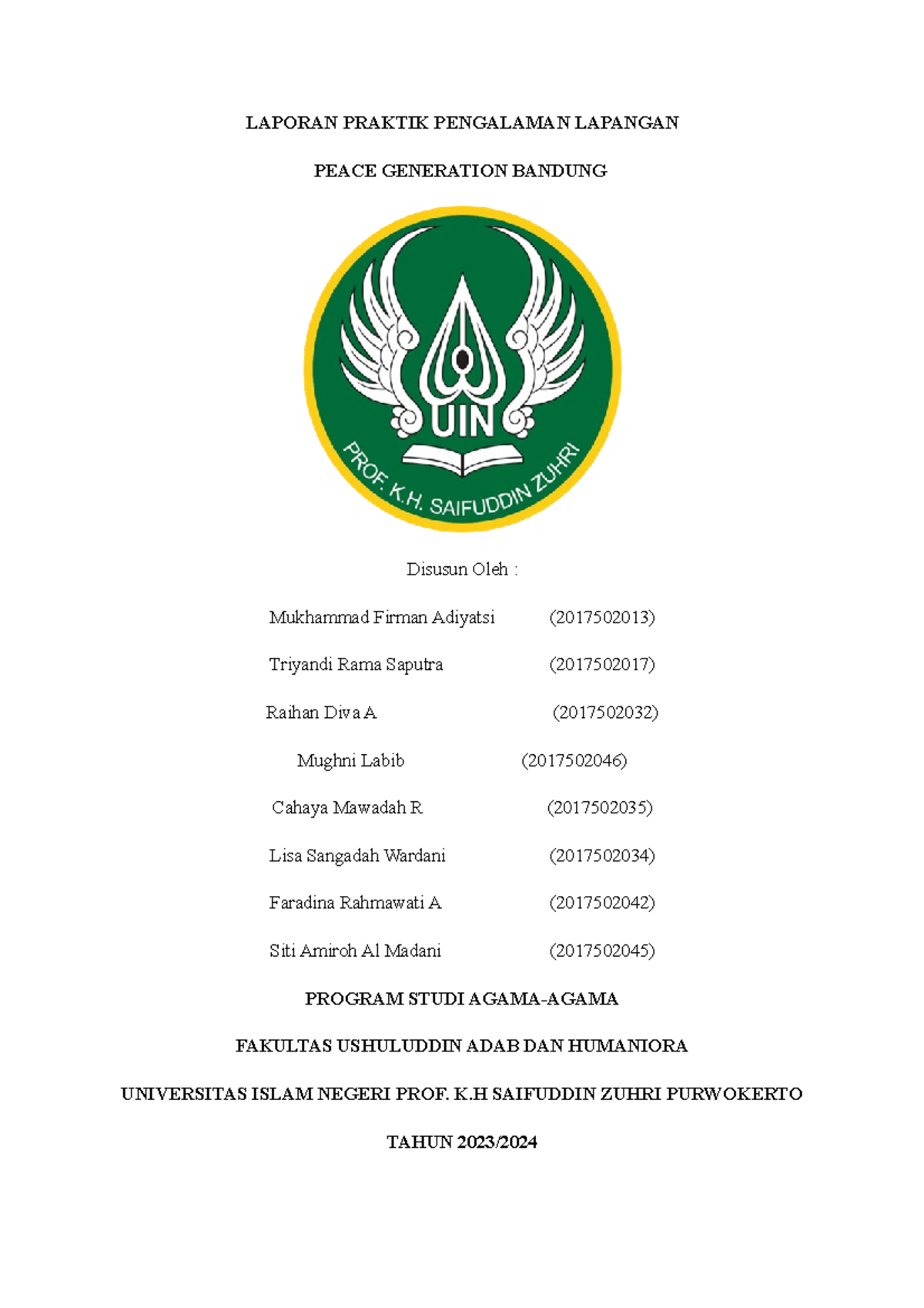 Laporan PPL Peacegen 2023 fix - LAPORAN PRAKTIK PENGALAMAN LAPANGAN ...