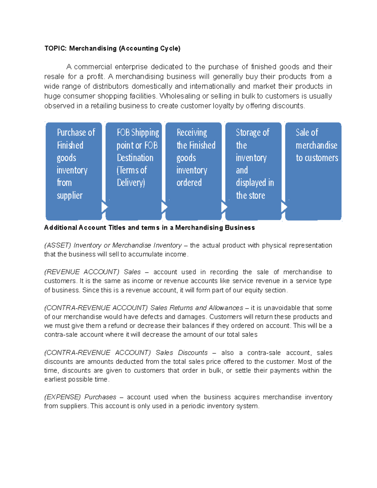 Merchandising Business (Document) - TOPIC: Merchandising (Accounting ...