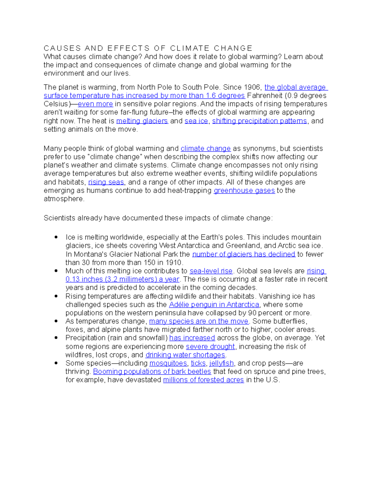Causes AND Effects OF Climate Change - C A U S E S A N D E F F E C T S ...